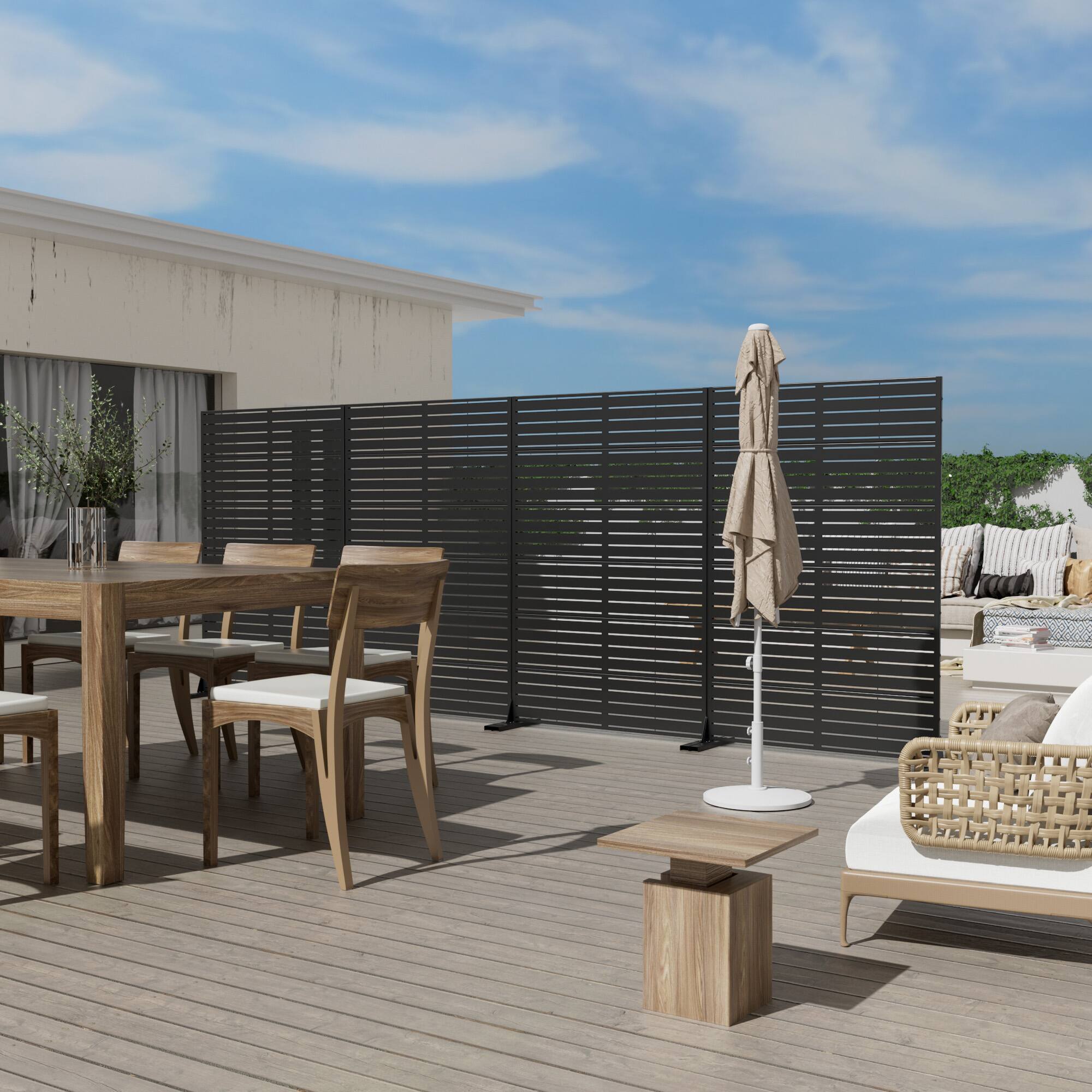 PexFix 72 in. x 47 in. Louvered Pattern Metal Outdoor Privacy Screen ...