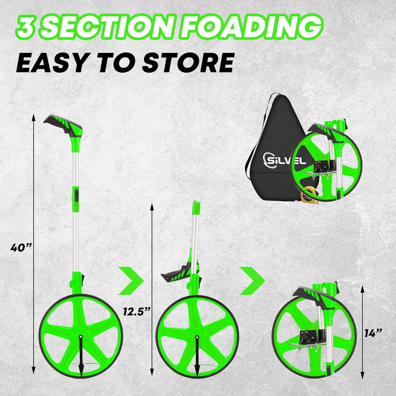 Silvel 12 Inch Measuring Wheel, MAX9999FT Measuring Wheel in Feet and ...