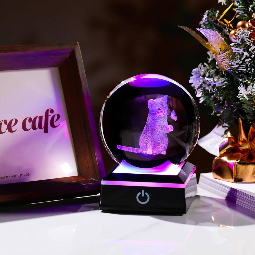 Schertz 3D Cat Crystal Ball – Cat Figurine Home Decor & Collectible ...