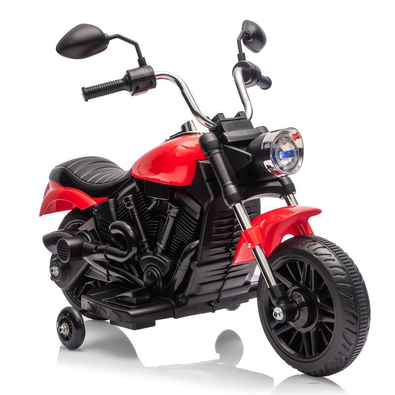 GARVEE 12V Toddler Ride On Motorcycle, Three Wheel Electric Bike with Training Wheels, USB, Horn ...