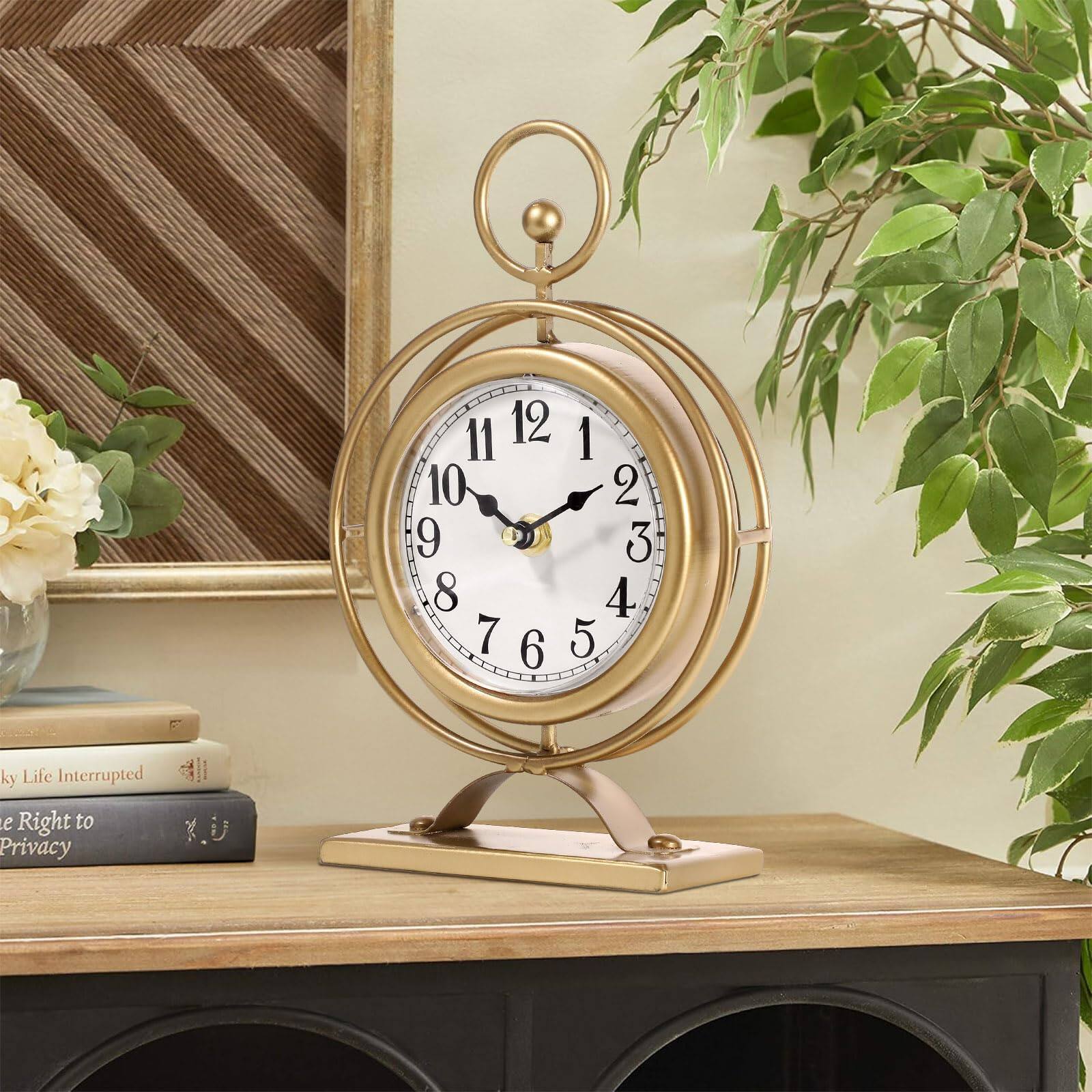 Dazzed Corner Decorative Clock,Vintage Table Clock on Stand Gold ...