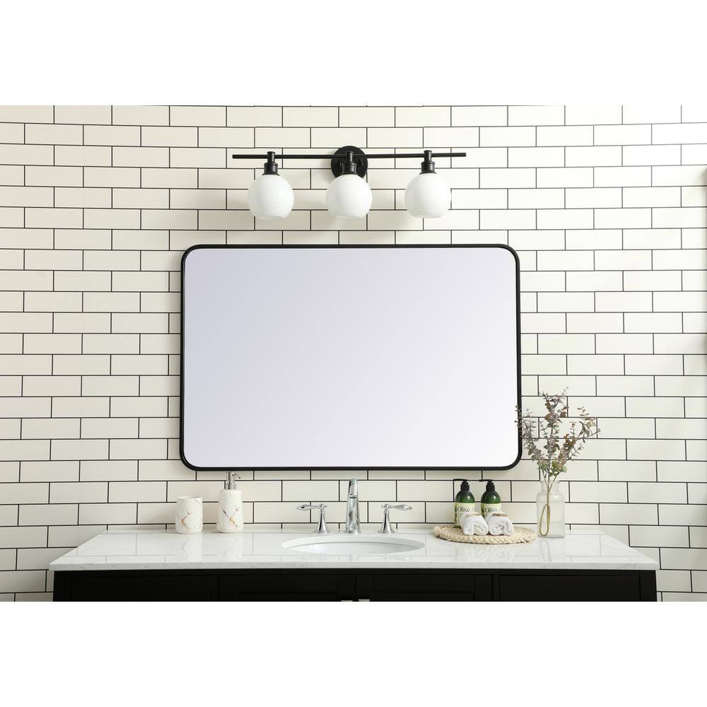 Elegant Decor Soft corner metal rectangular mirror 28x42 inch Black ...