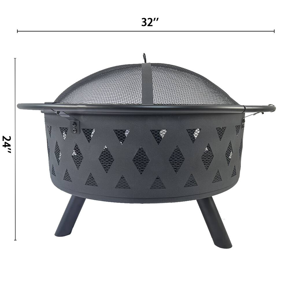 APRILSOUL Fire Pit 32 Inch Outdoor Wood Burning Firepit with Screen ...