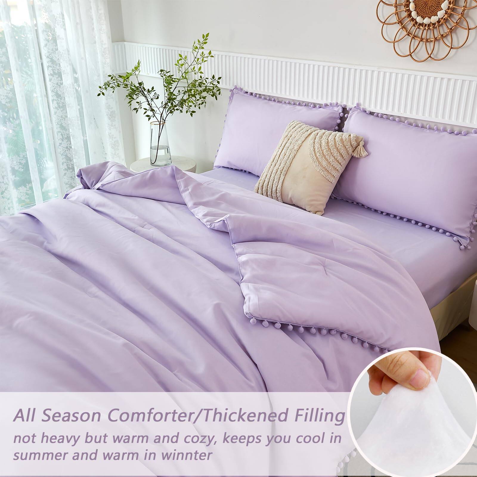 PO3TICJUNKI3 5 Comforter Sets Full Boho Pom Fringe Bedding With Sheet ...