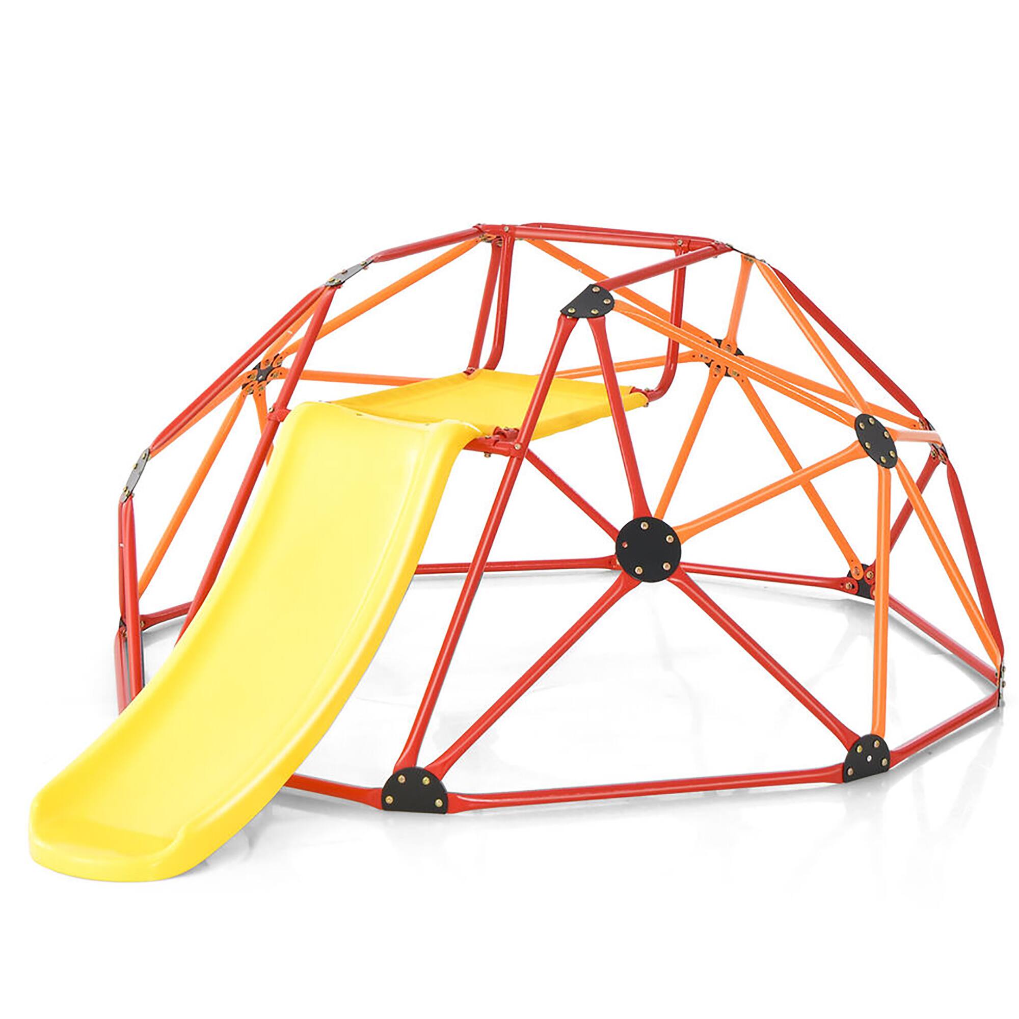 Gymax 8FT Climbing Dome w/ Slide Outdoor Kids Jungle Gym Dome Climber ...