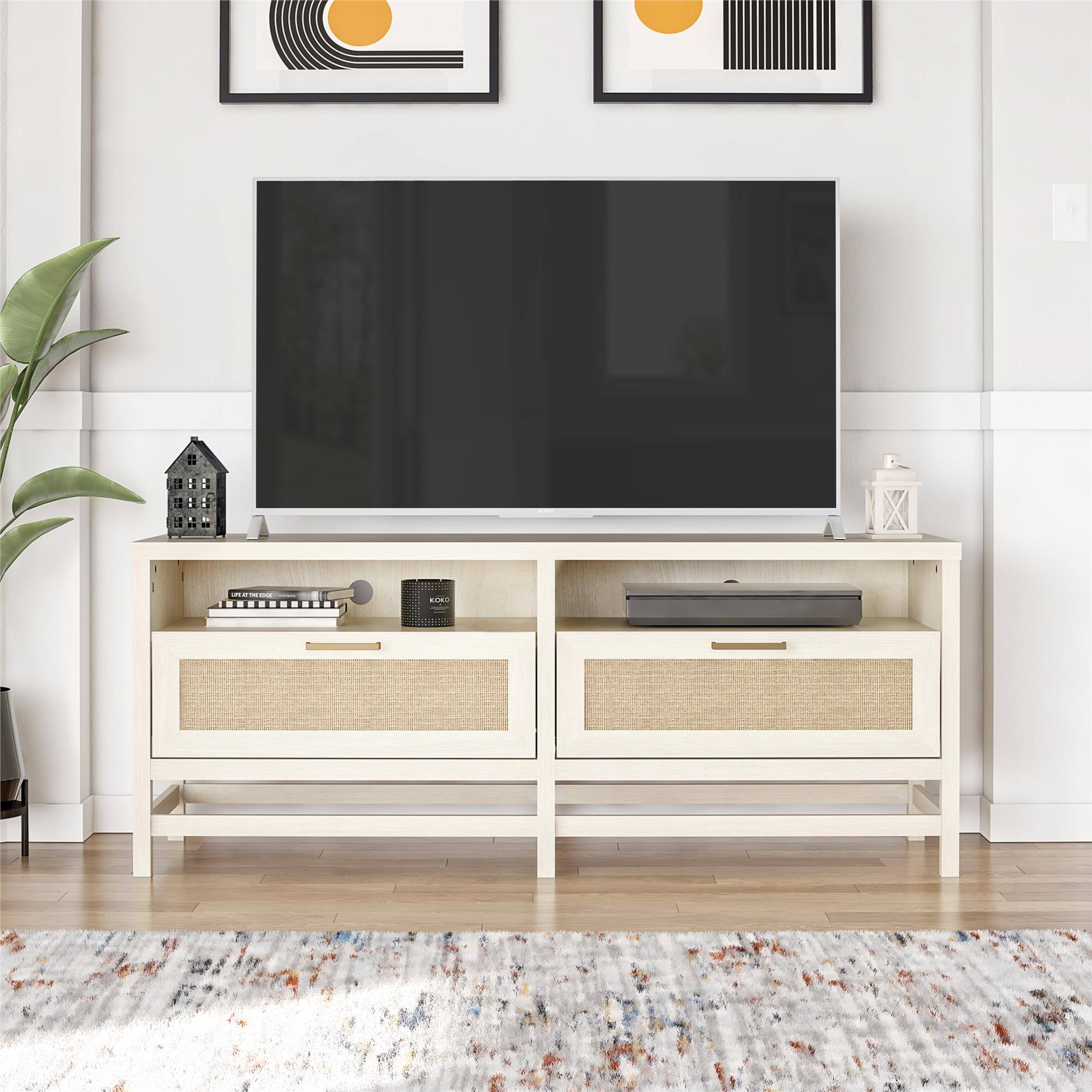 Customer Reviews: Ameriwood Home Lennon TV Stand Ivory Oak and Faux Rattan 3533339COM - Best Buy