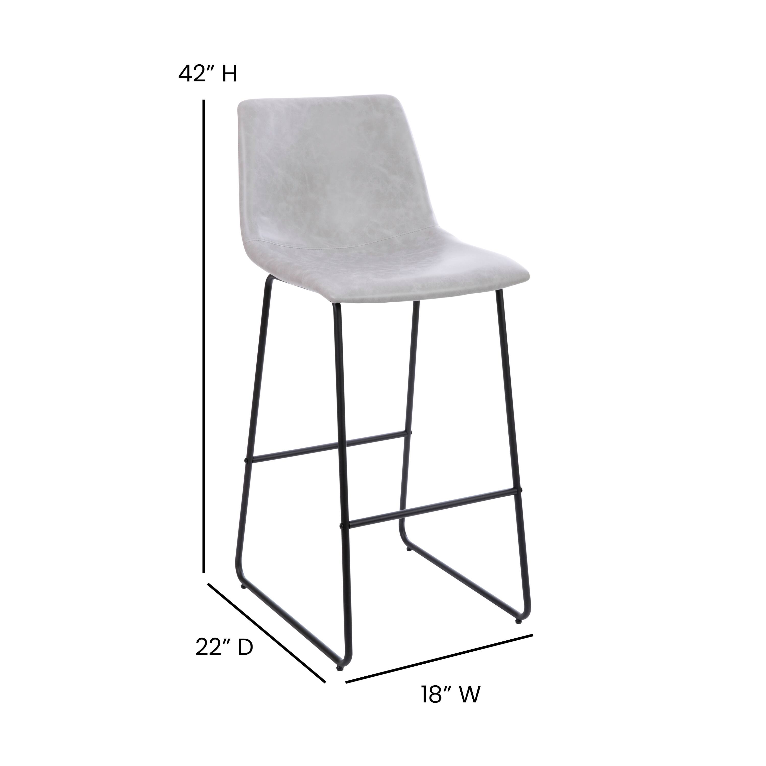 Emma + Oliver Set of 2 Kitchen Bar Height Stool 30 Inch LeatherSoft ...