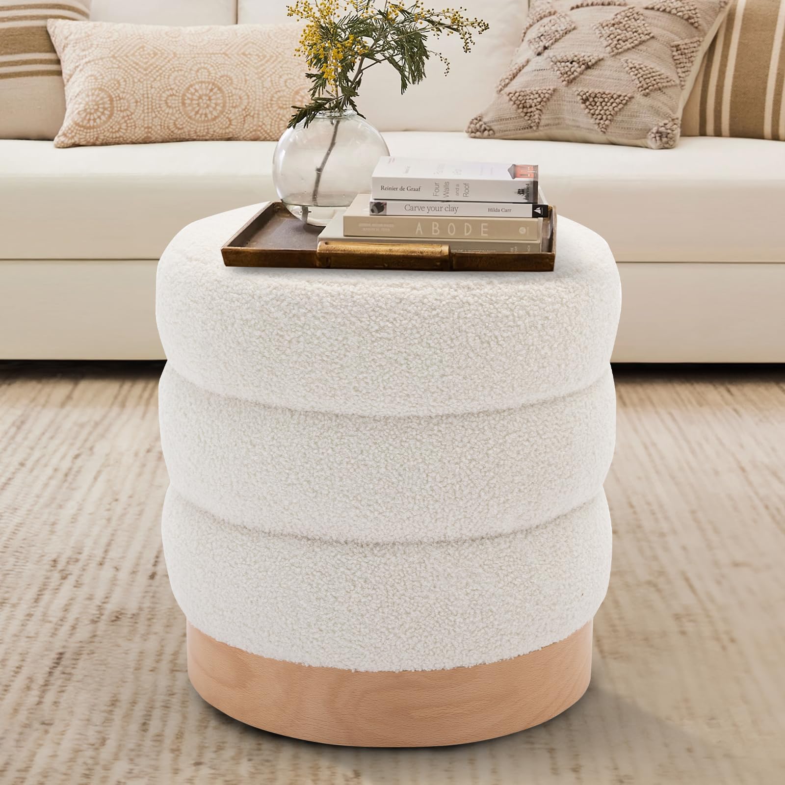 Sherpa JETRANSPORT - Ottoman Footstool Tufted Modern Foot Rest Stool ...
