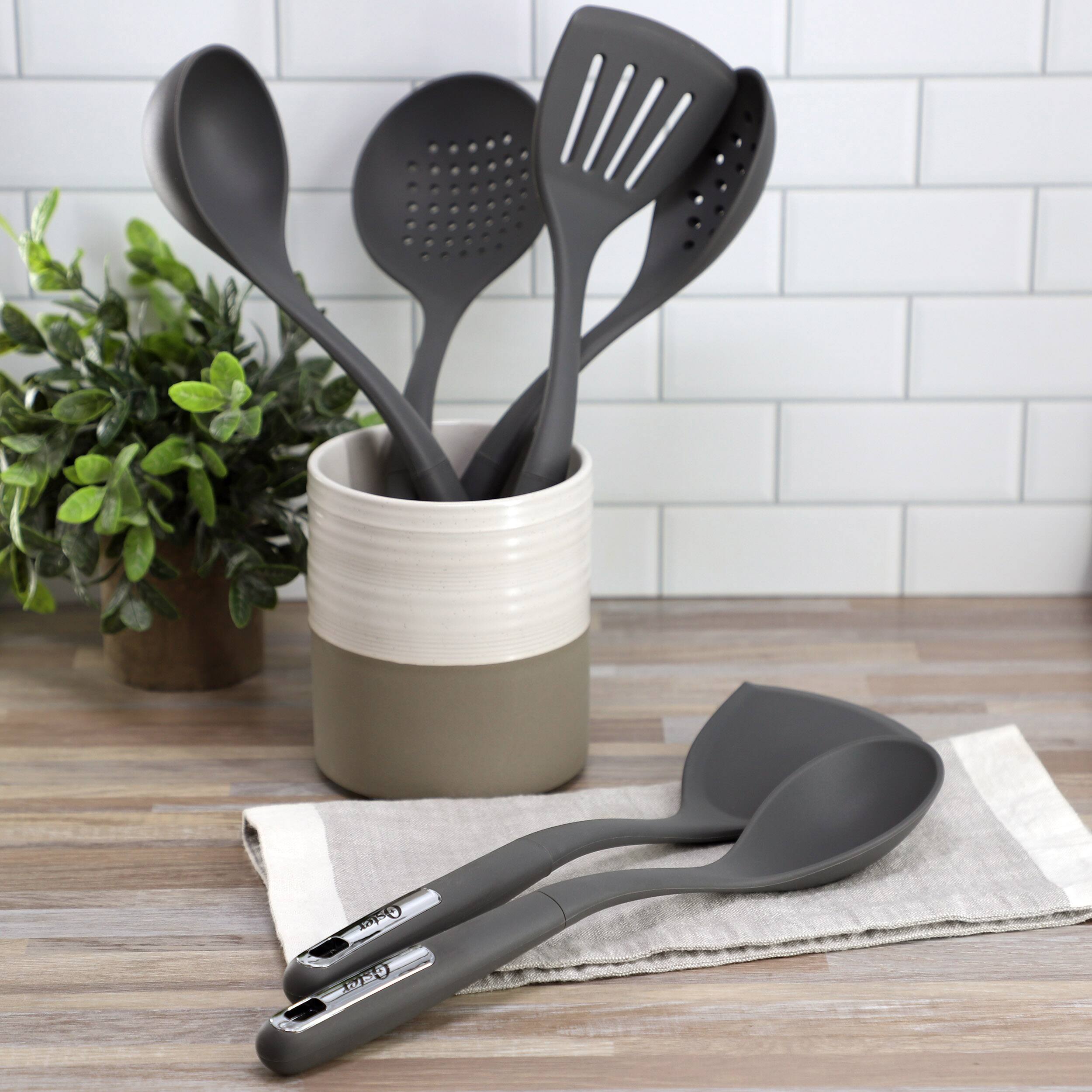 Oster Ridgecrest 2 Piece Silicone Kitchen Tool Serving Spoon and Turner ...