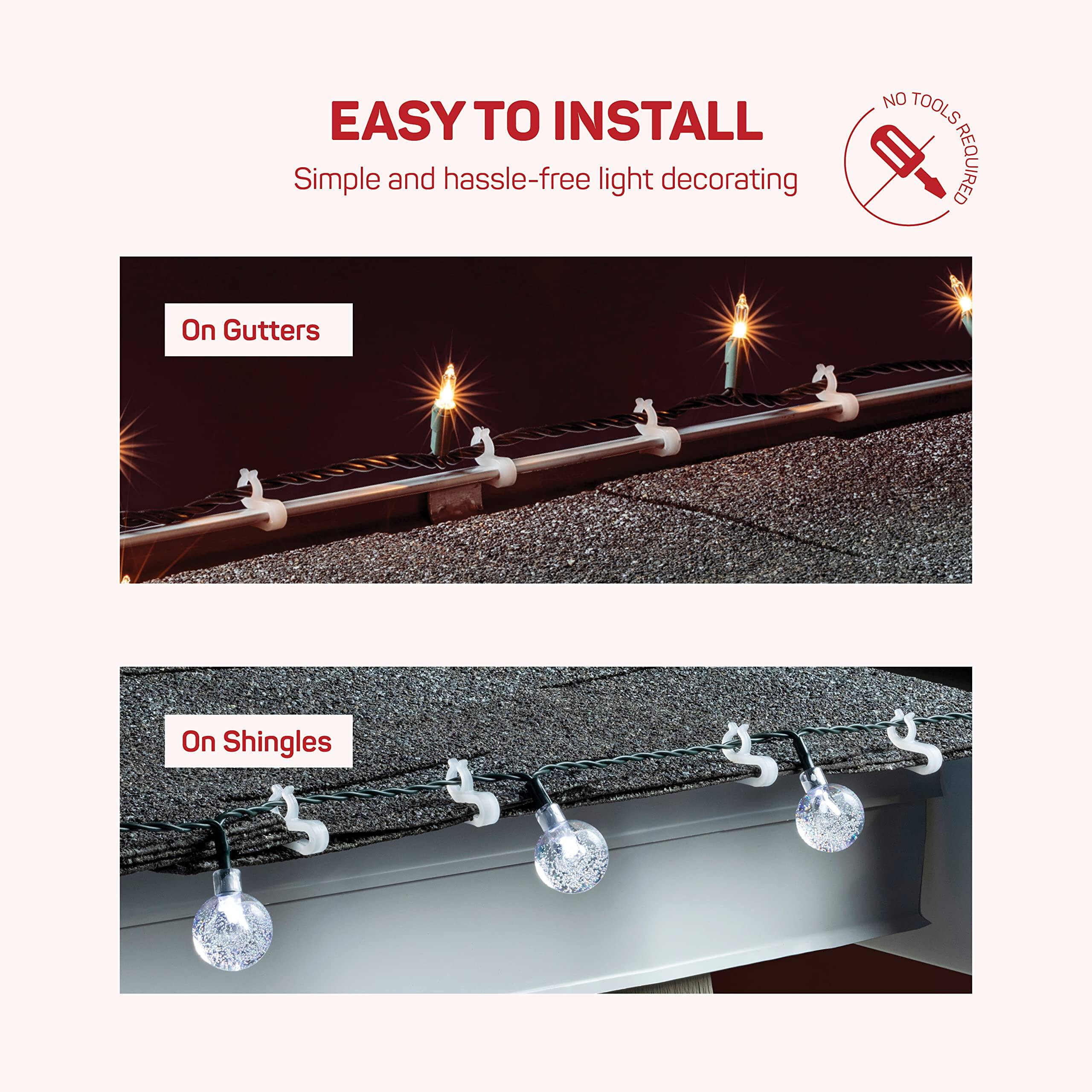 Paradigms Interiors Christmas Light Clips Set Of 200 Mini For Gutters And Shingles Hanging ...