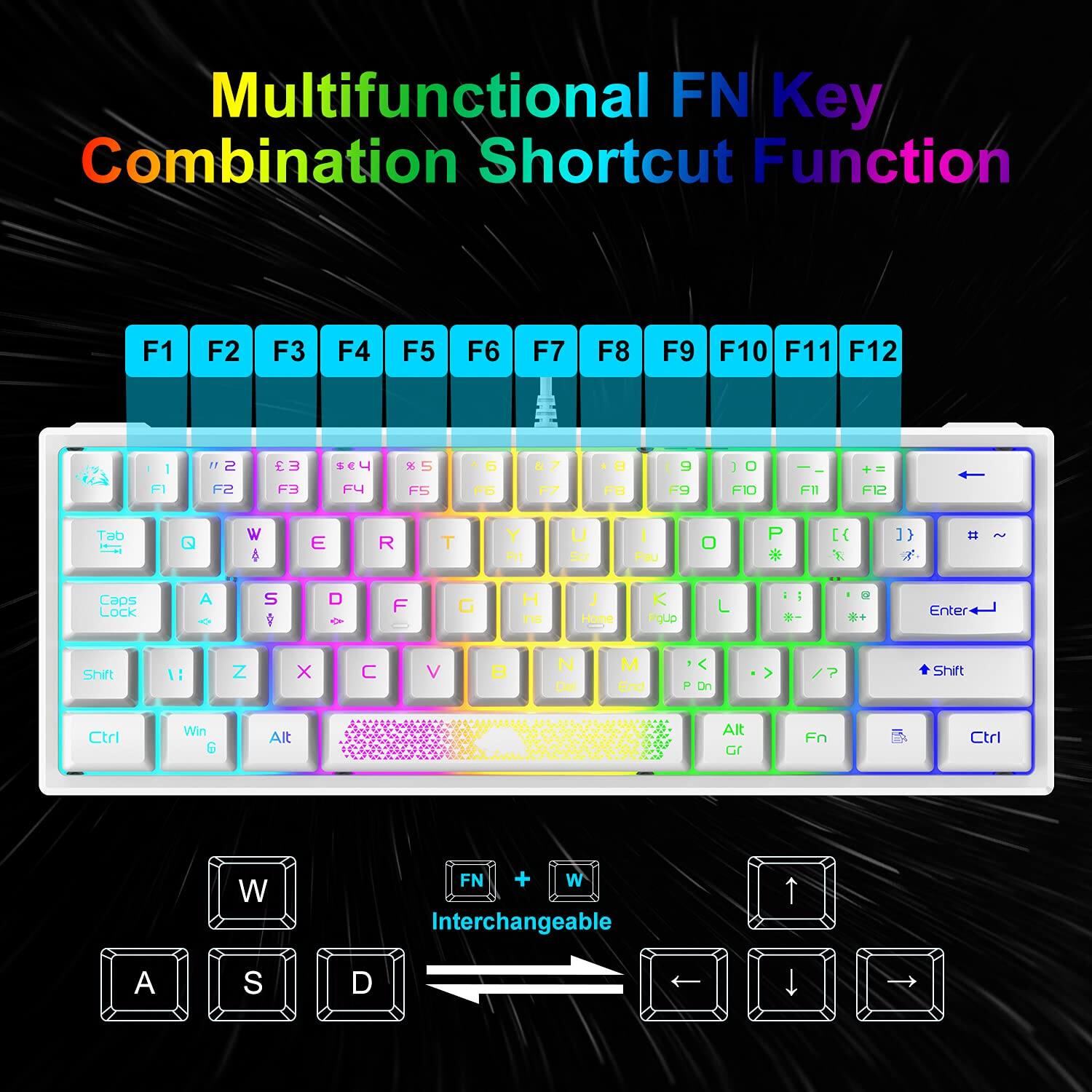 Pacoar Cade 60 Gaming And Mouse Combo Samll Mini Rgb Led Backlight ...