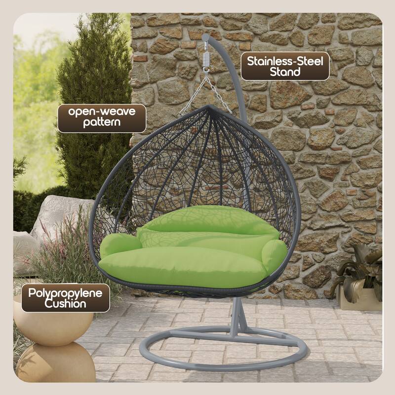 LeisureMod Recluse Grey Wicker Hanging Egg Chair Modern Indoor Outdoor ...