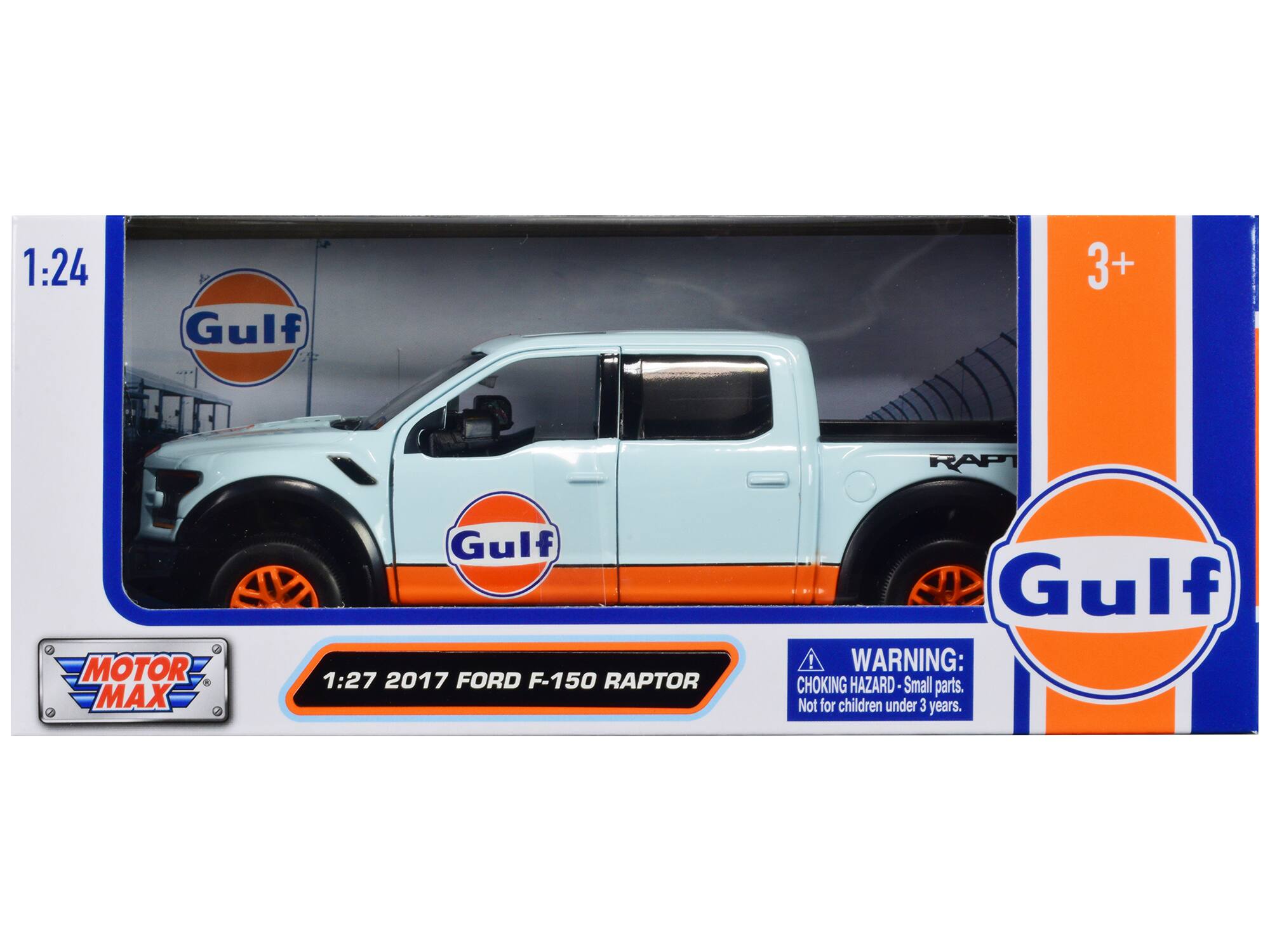 Motormax 2017 Ford F 150 Raptor Pickup Truck Stripes "Gulf Oil" "Gulf ...