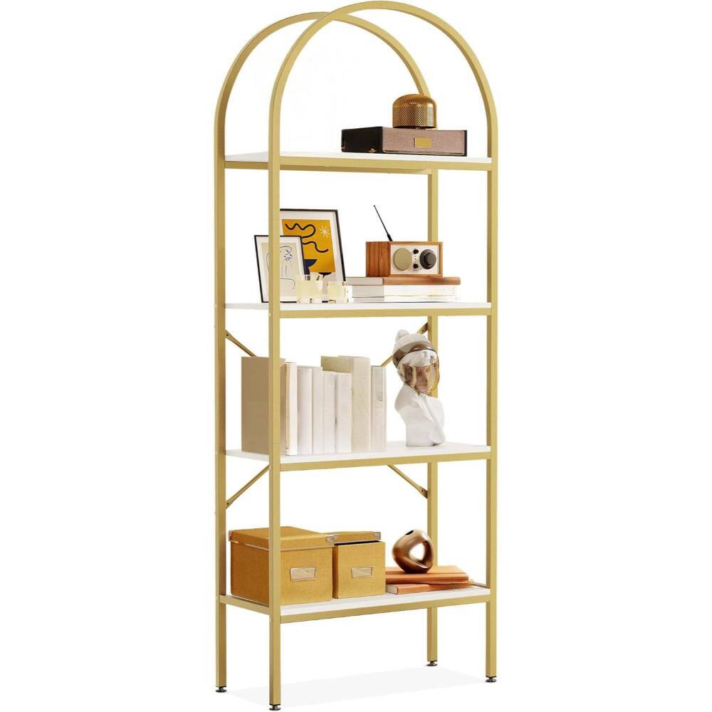 Hivvago Modern Arched Top Frame Display Rack Bookcase with White ...