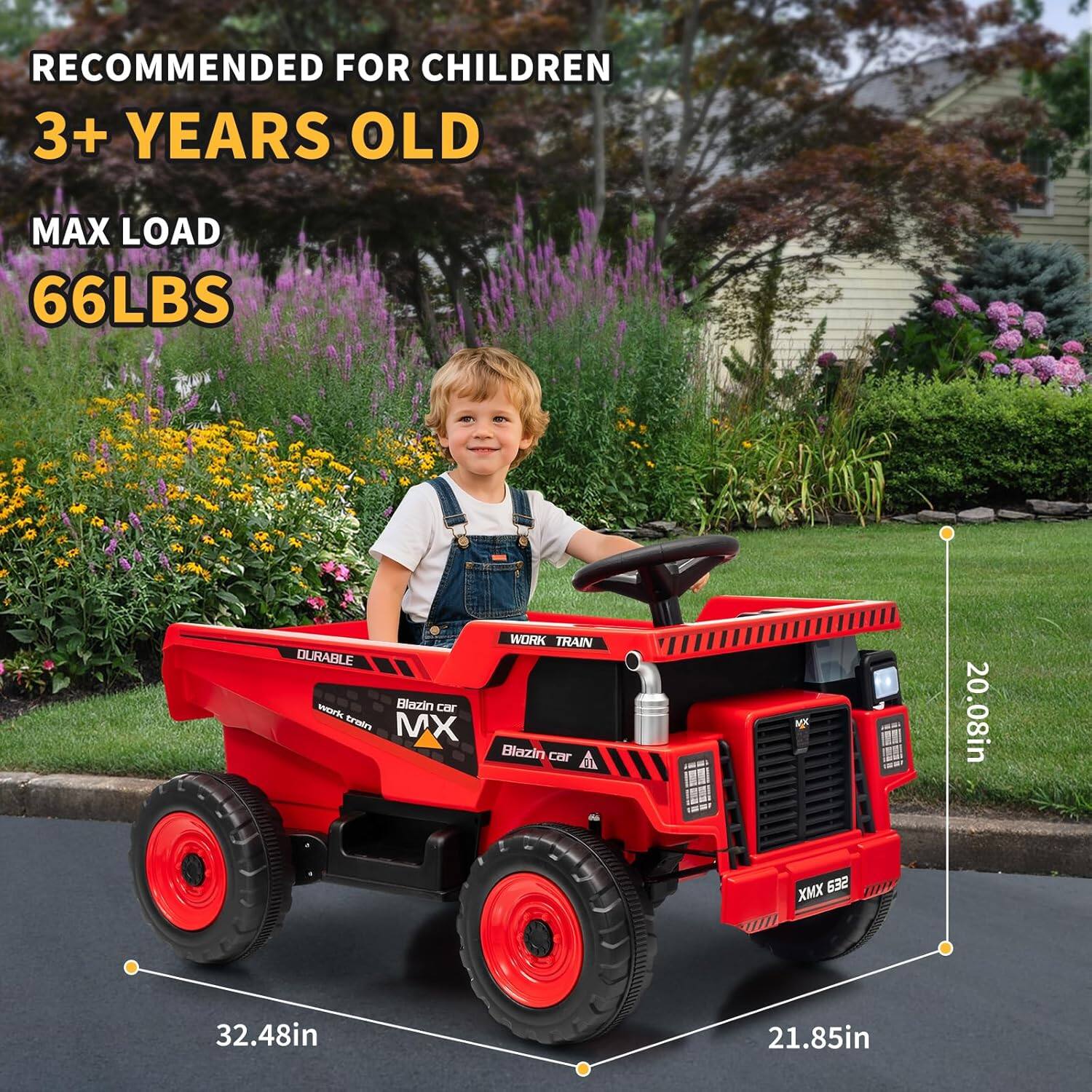 Acekool 12V Kids Ride On Dump Truck, Electric Construction Vehicle with ...