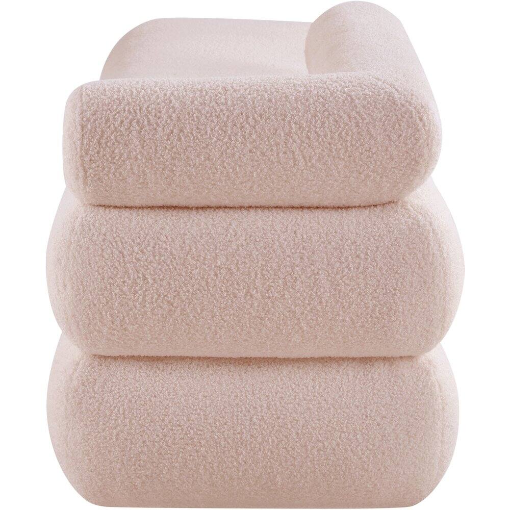 Meridian Furniture Kennedy Faux Shearling Teddy Fabric Bench Pink ...