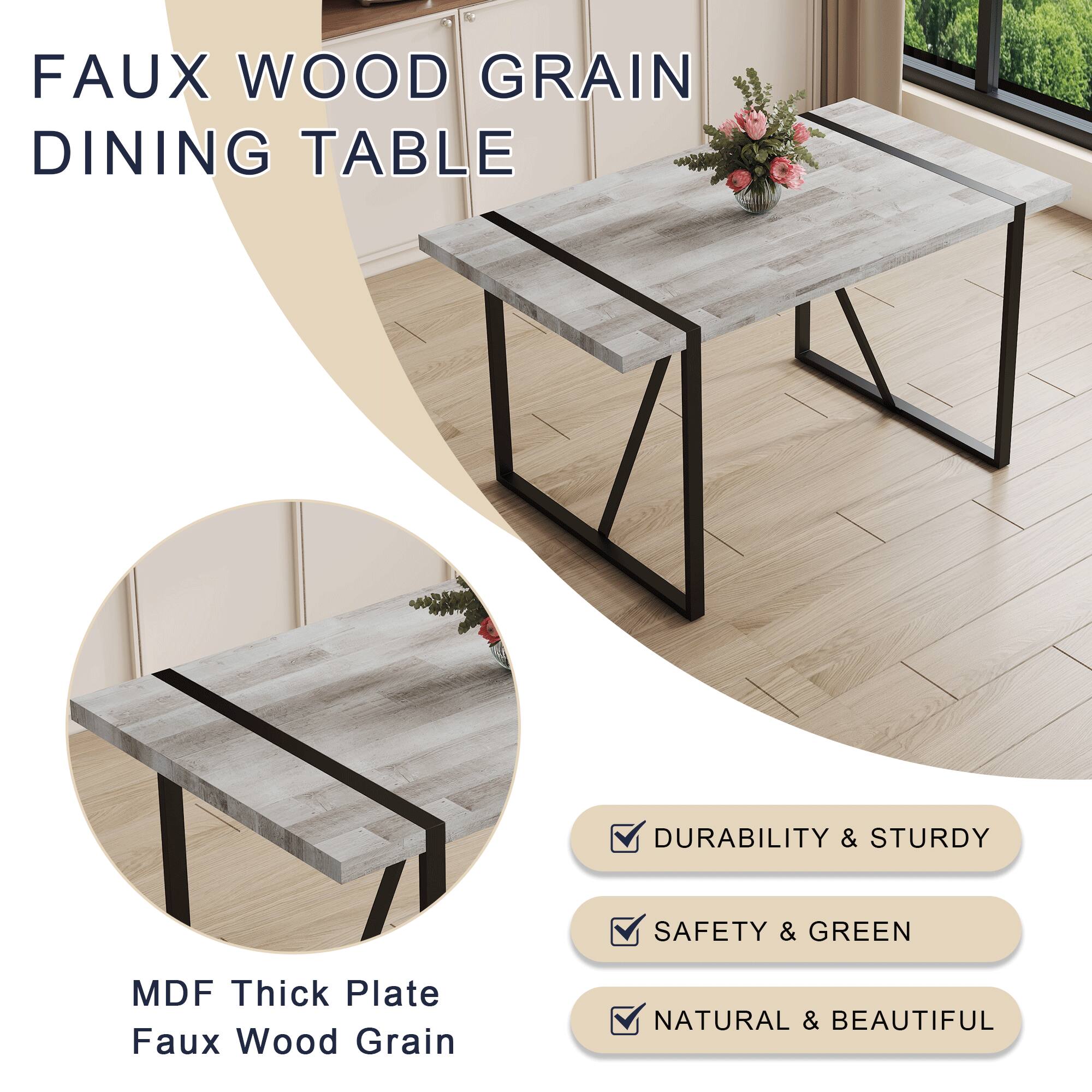 Tiramisubest Minimalist Retro Rectangular Dining Table with Specially ...