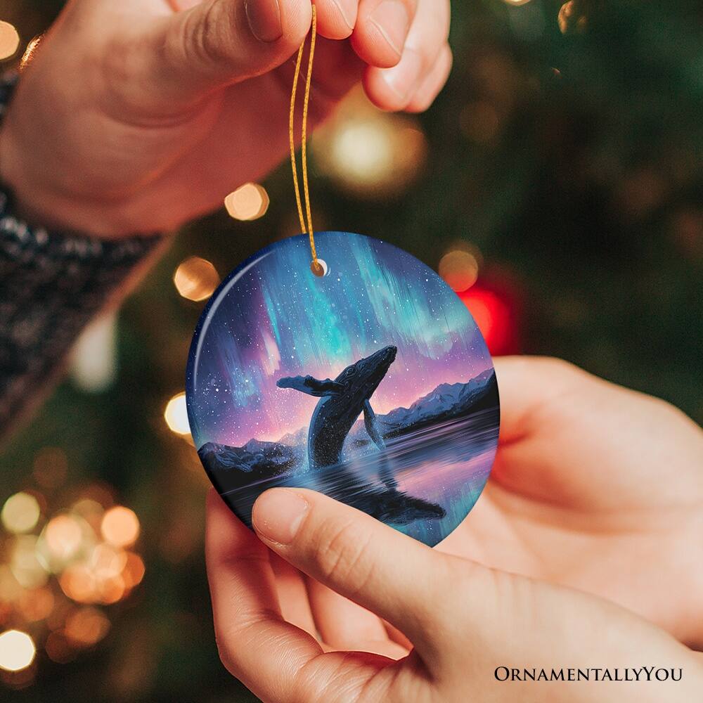 OrnamentallyYou Ocean Aurora Whale Ceramic Ornament, Northern Lights ...