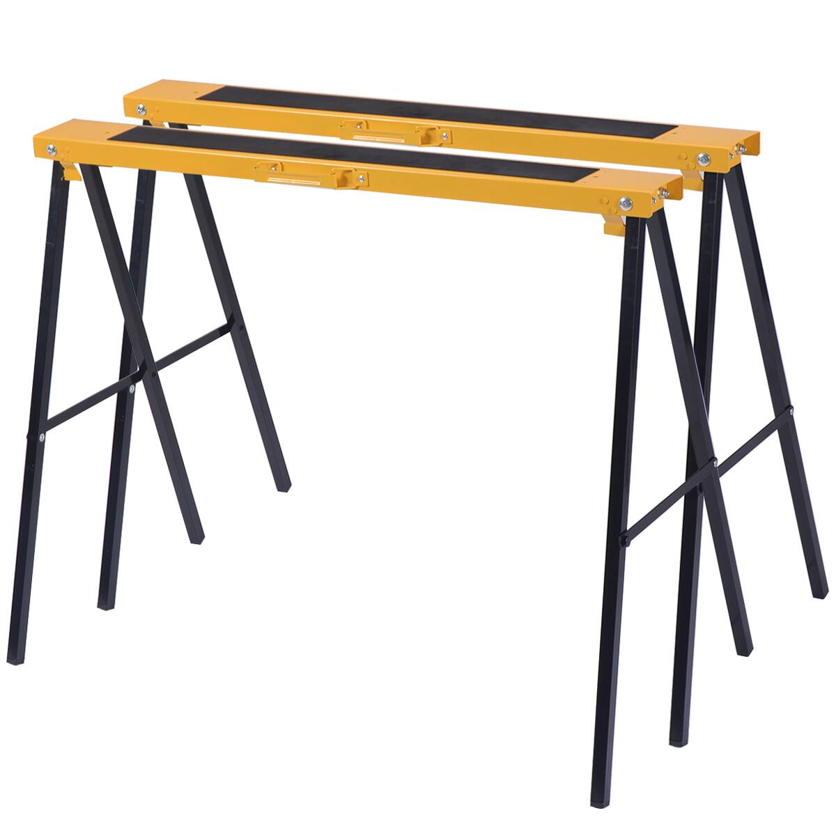 Gymax 2 Pack Heavy Duty Saw Horse Steel Folding Legs Portable Black ...