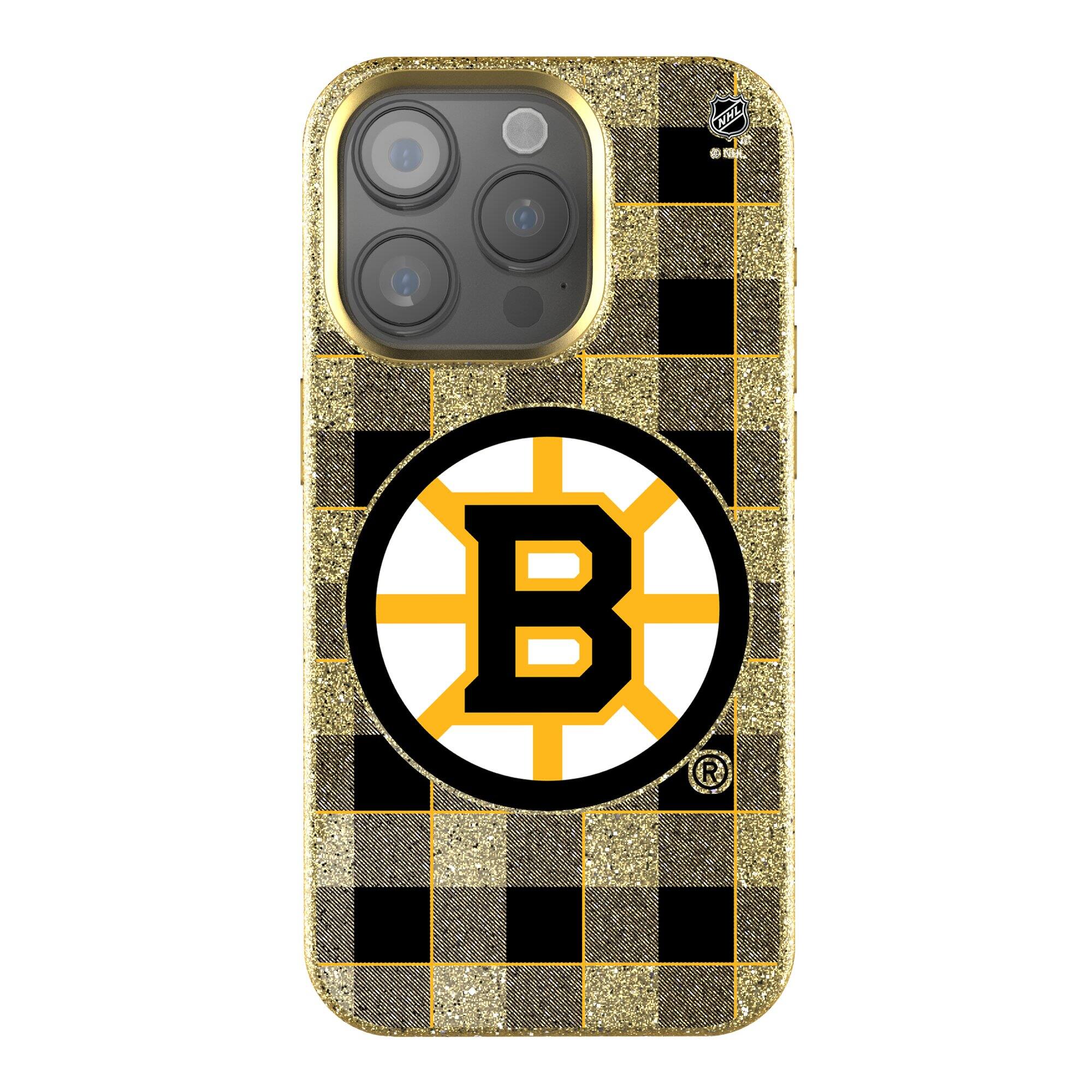 Keyscaper NHL Boston Bruins Plaid Bling iPhone Case 16 Plus Multicolor ...