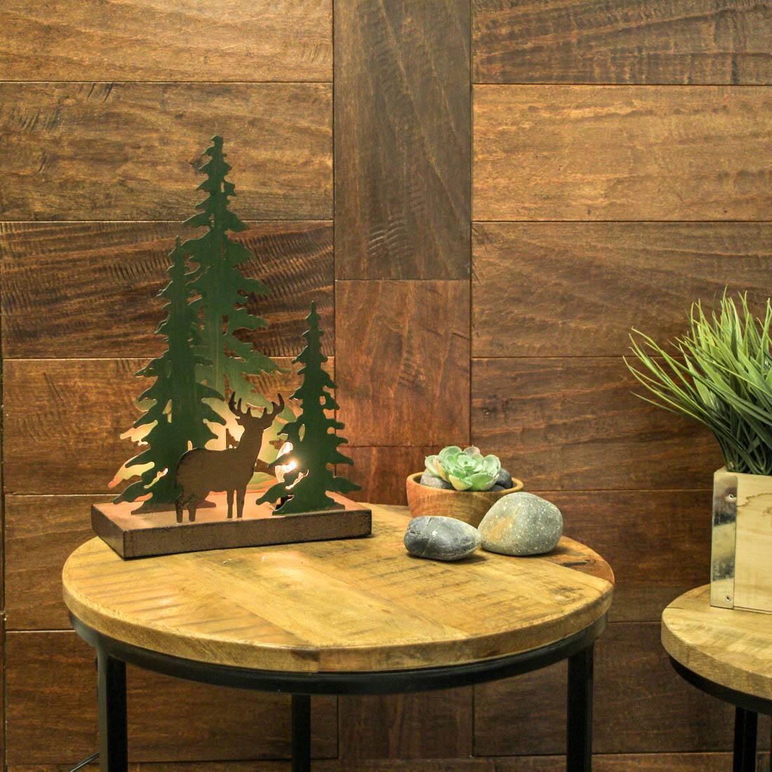 Zeckos Rustic Metal Deer Forest Stroll Accent Lamp Decorative Woodland ...