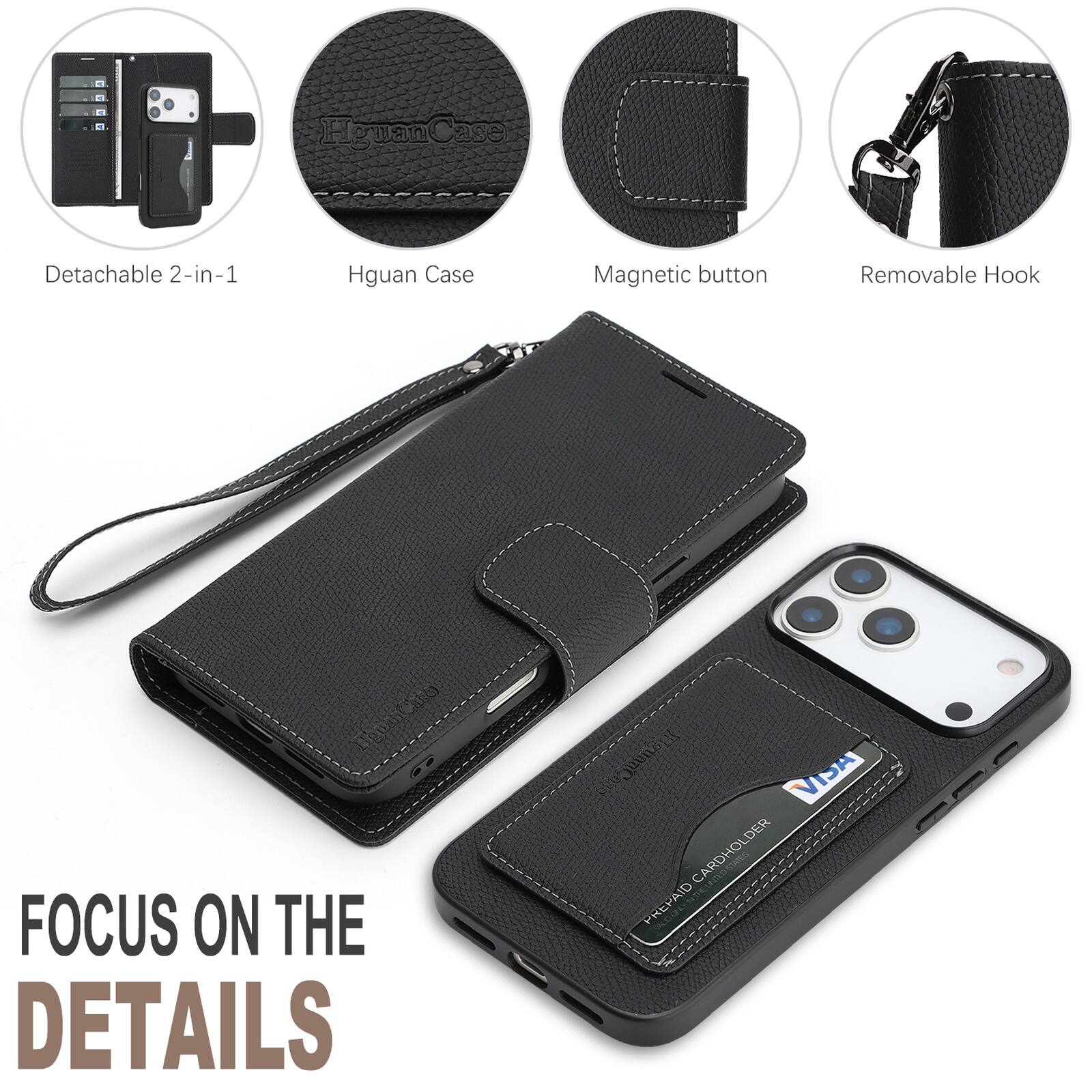 Dteck 2 in 1 Detachable Wallet Case for Apple iPhone 17 Pro Max, RFID ...