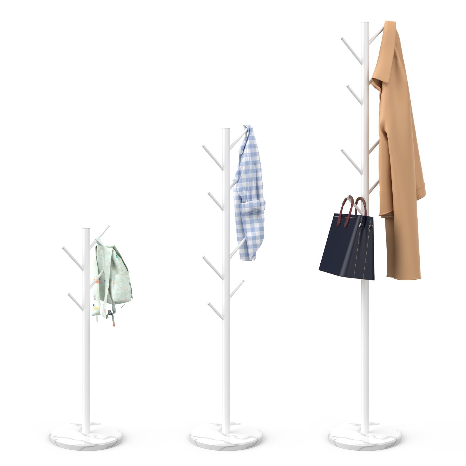 Hirose Alice Heavy Duty Coat Rack with Natural Marble Base Freestanding ...