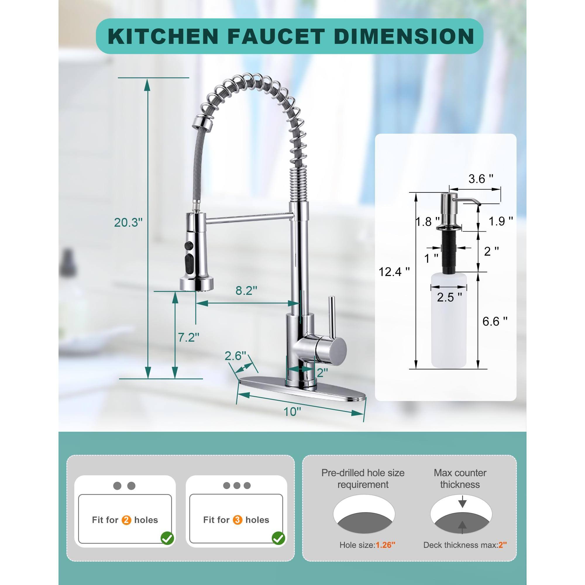 Paradigms Interiors Chrome Kitchen Faucet With Soap Dispenser Stainless ...