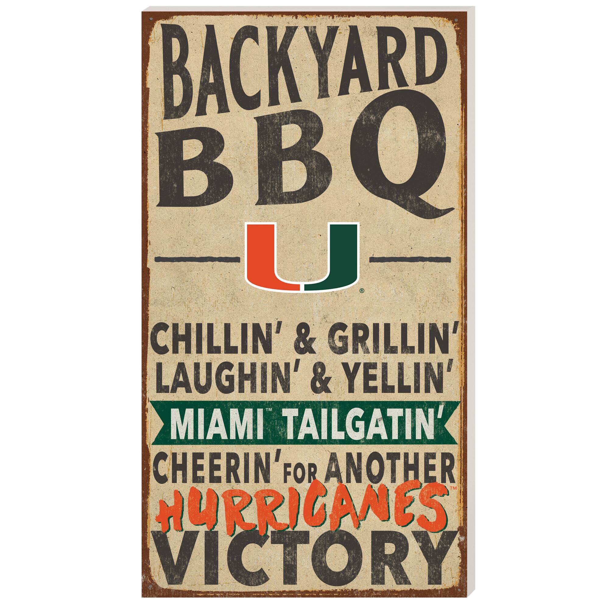 Jardine Miami Hurricanes 11'' x 20'' Indoor/Outdoor BBQ Sign Tan ...