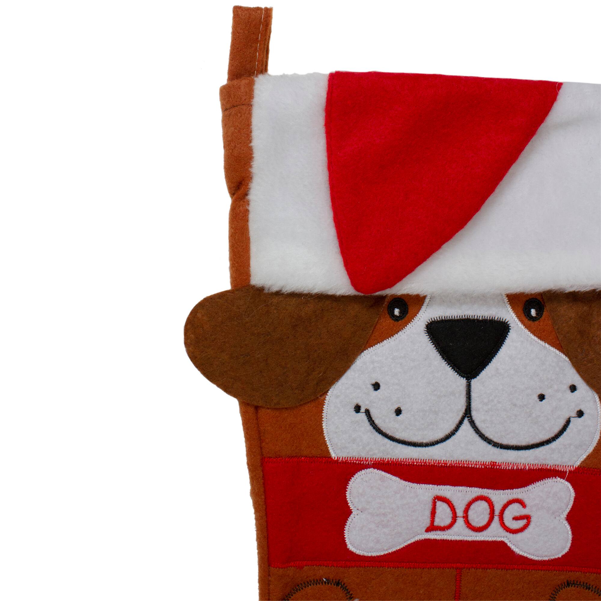 Northlight 17" and Brown "DOG" Embroidered Christmas Stocking with Cuff ...