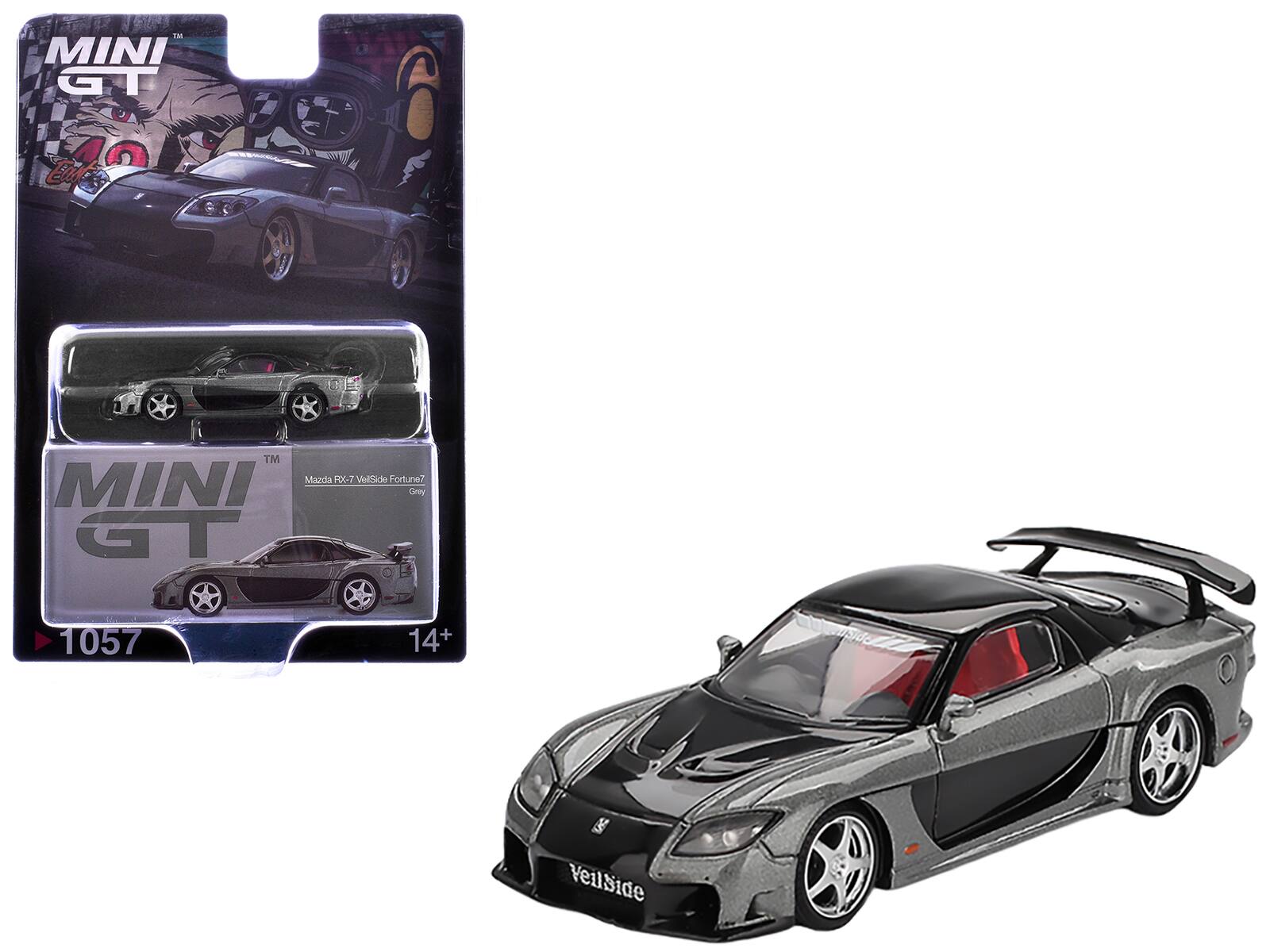 Mini GT Mazda RX 7 "VeilSide Fortune7" Gray Metallic and Black with Red Interior Limited Edition ...