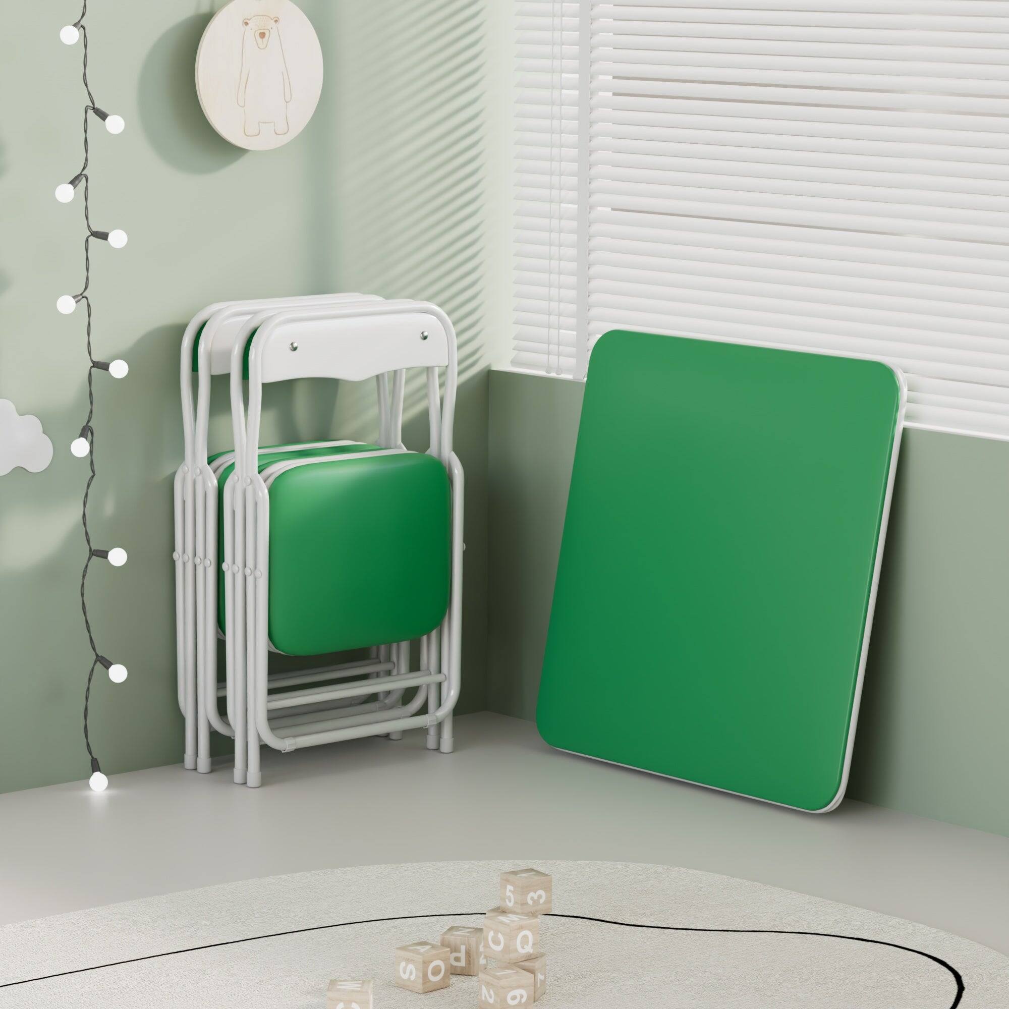 Vecelo Kids Folding Table and Chairs Set of 5 Toddler Activity Center ...