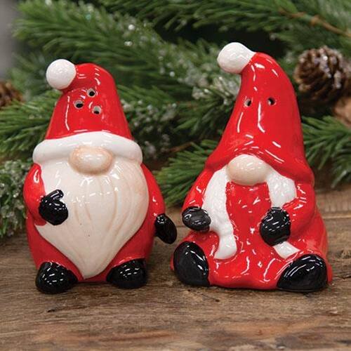 BreeBe *2/Set Mr. & Mrs. Santa Gnome Salt & Pepper Shakers Red, White ...