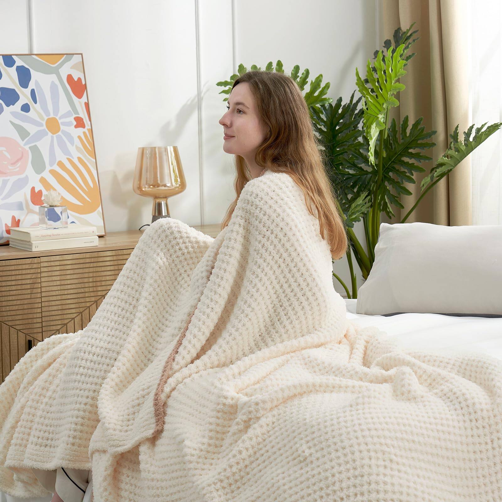 Pacoar Cade Ultra Soft Waffle Throw Blanket For Couch Bed Sofa Inches ...