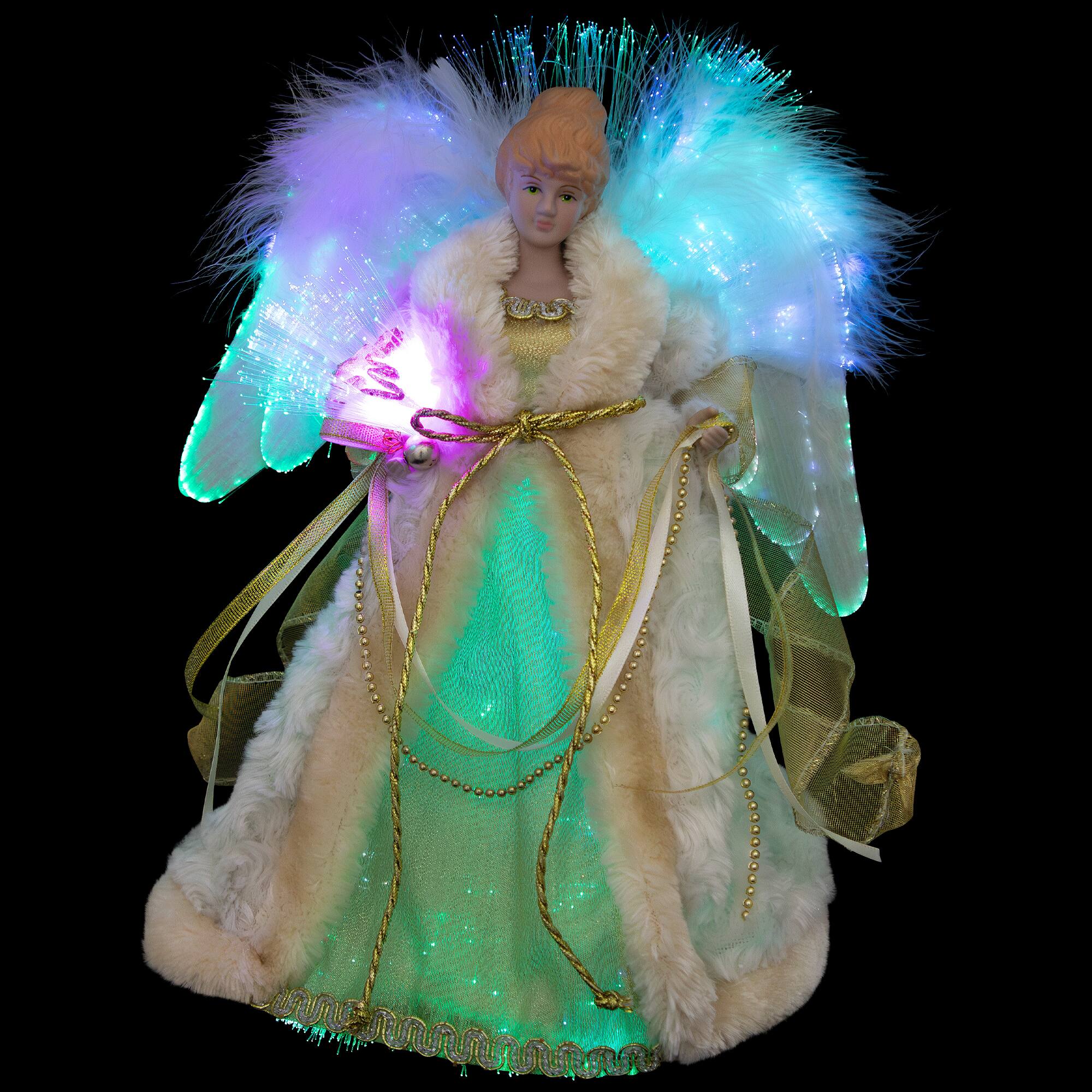 Northlight Color Changing Fiber Optic Angel Christmas Tree Topper 12 ...