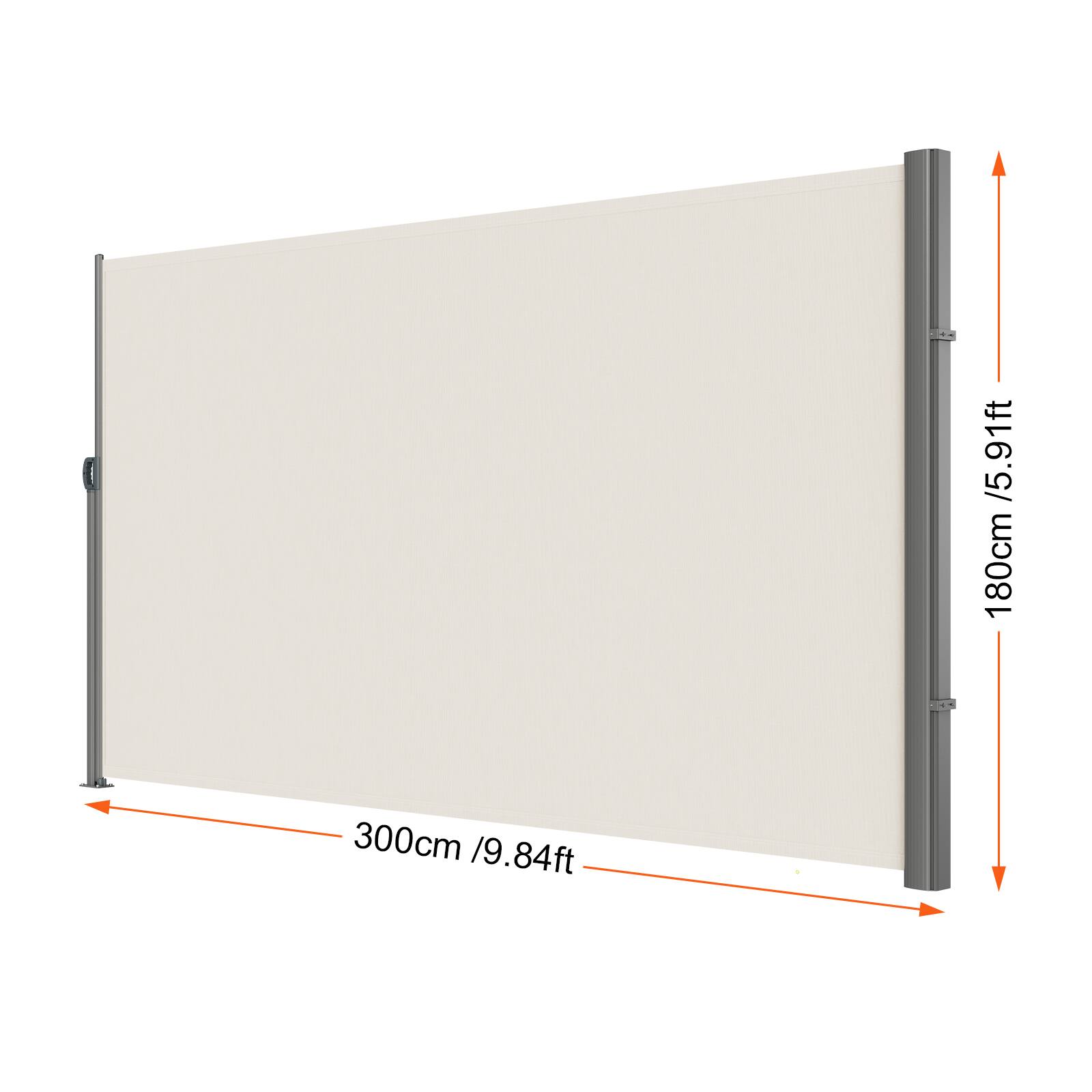 VEVOR Retractable Side Awning, 71''x 118'' Aluminum Outdoor Privacy Screen, 280g Polyester ...