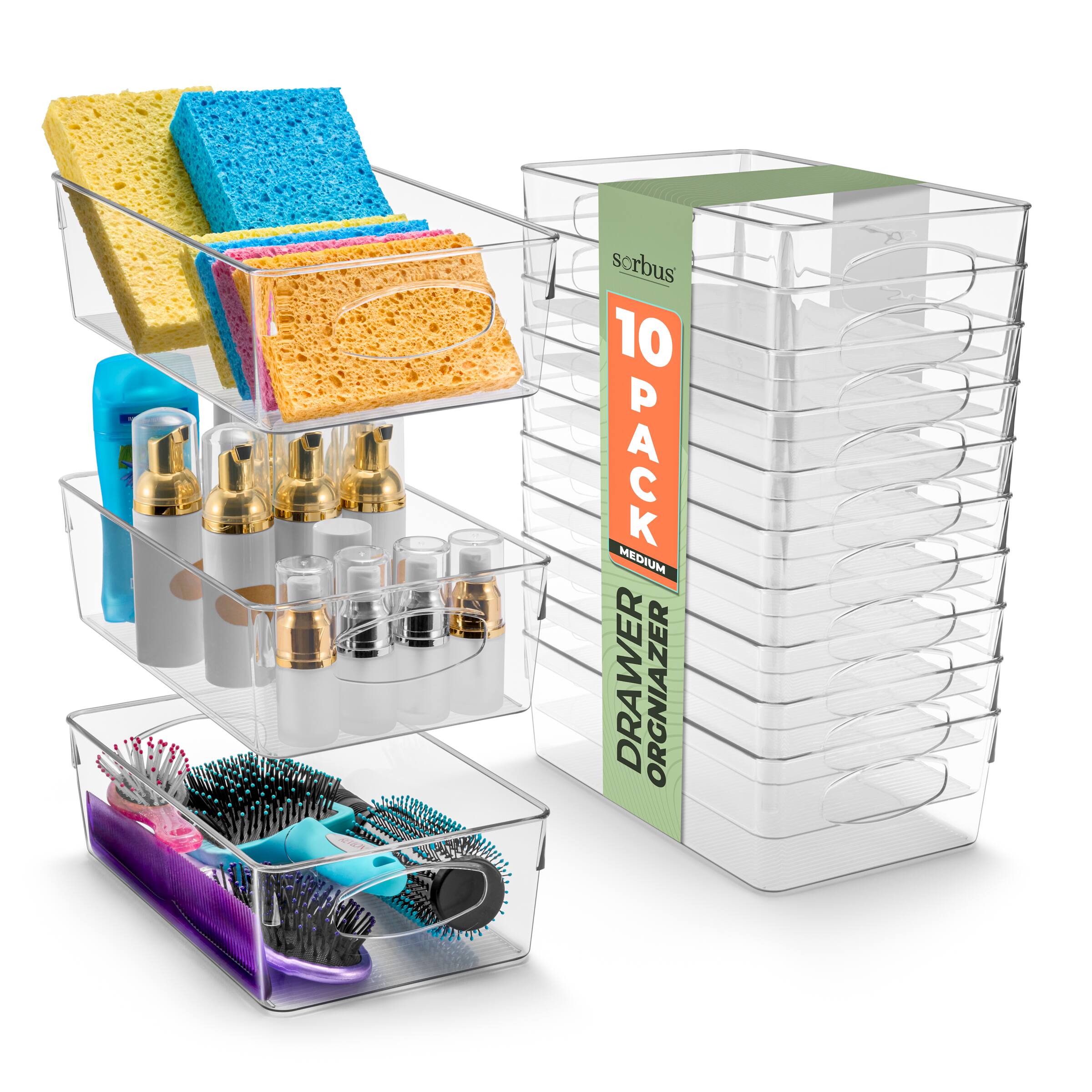Sorbus Medium Plastic Storage Bins for Organizing, 10 Pack Organizer ...