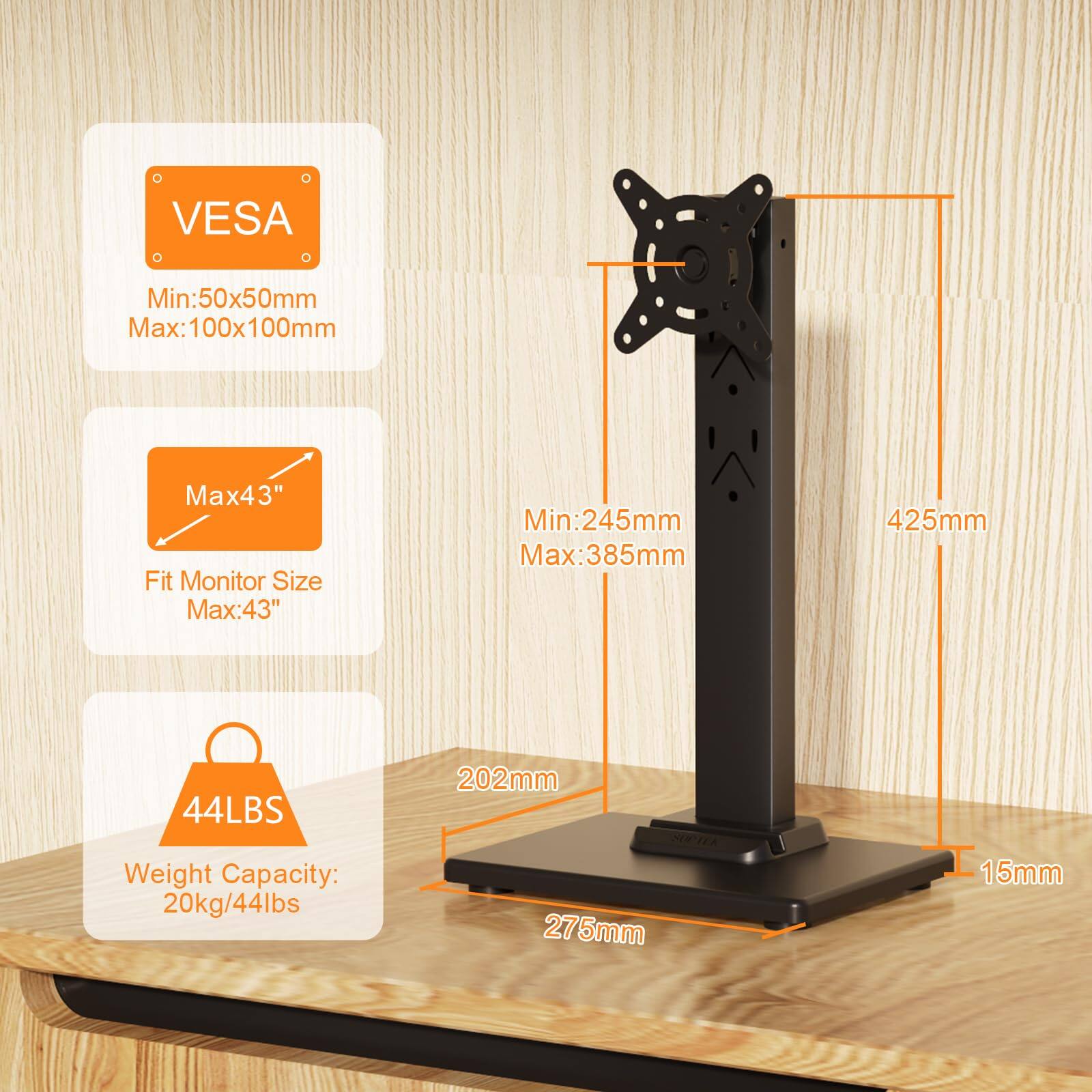 Hirose Alice Single Lcd Computer Monitor Free standing Desk Stand Mount ...