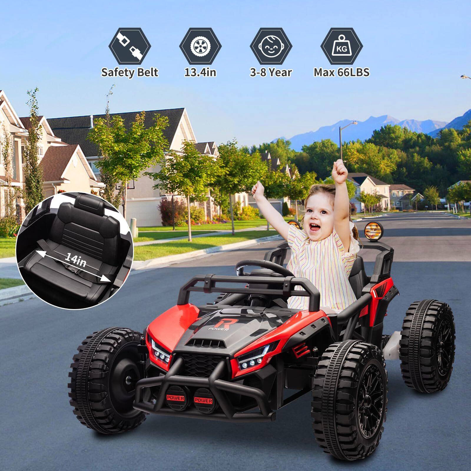 Jojoka 24V Ride on UTV,130w Electric Powered UTV with Remote Control ...