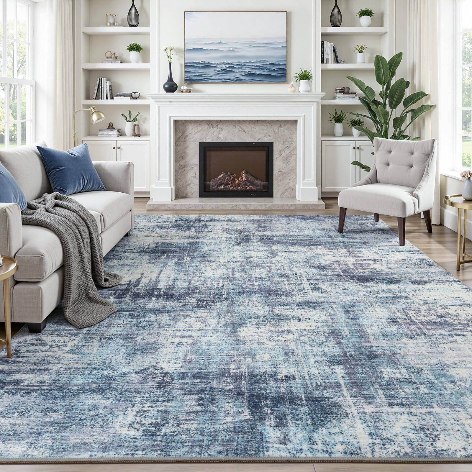 Fabibe 8x10 Area Rug For Living Room Abstract Large Rugs With Non slip ...