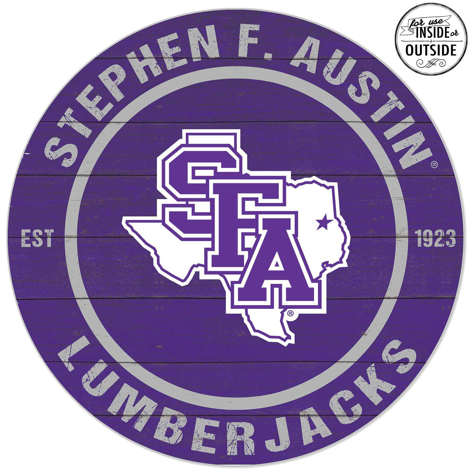 Jardine Stephen F Austin Lumberjacks 20'' x 20'' Indoor/Outdoor Team Color Circle Sign Purple ...