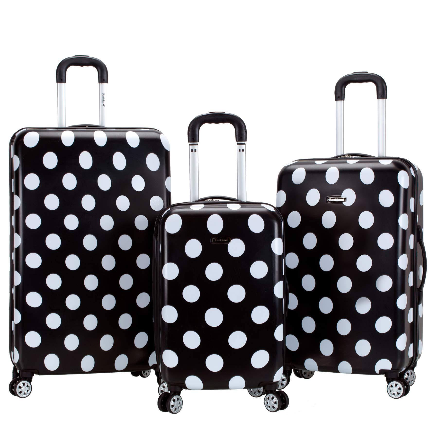 Dapper Styles Laguna Beach Hardside Spinner Wheel Luggage Black Dot Carry on 20 inch Pink Dots ...