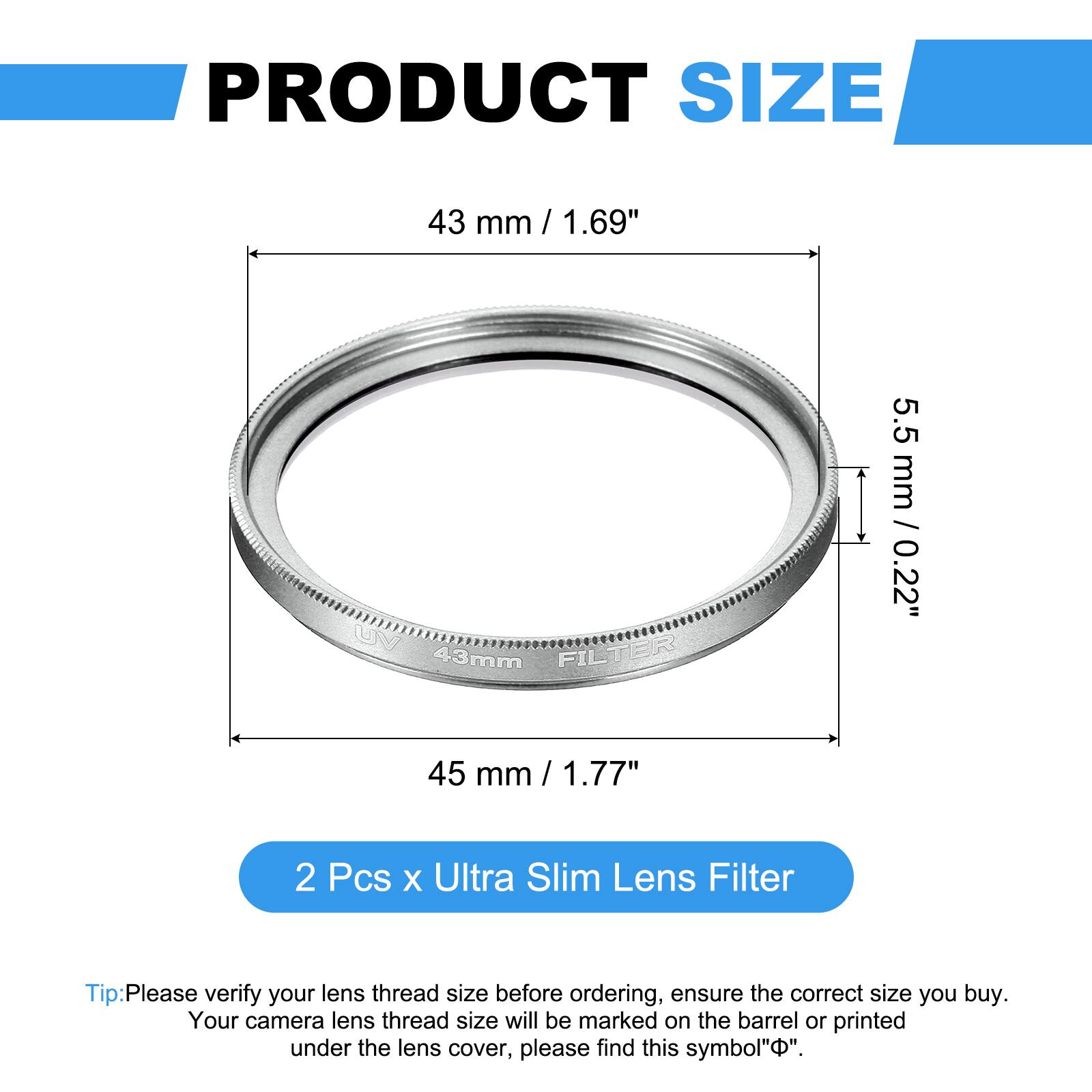 Unique Bargains 43mm Ultra Slim Lens Filter 2pcs, Multi Coating ...