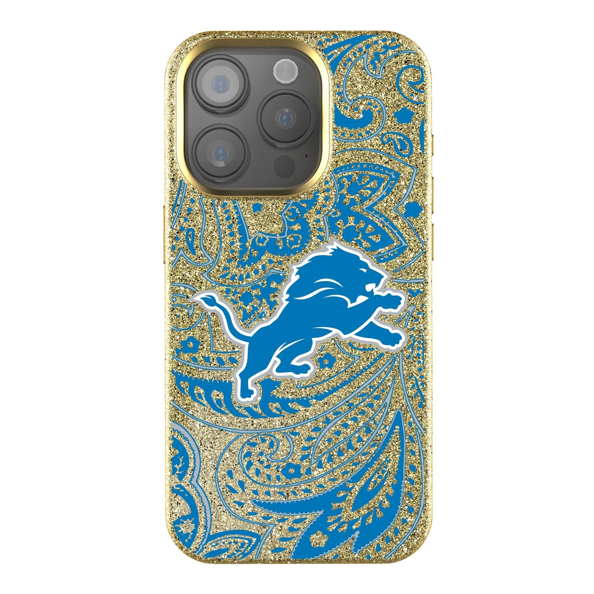 Keyscaper NFL Detroit Lions Paisley Bling iPhone Case 16 Pro Max Gold ...