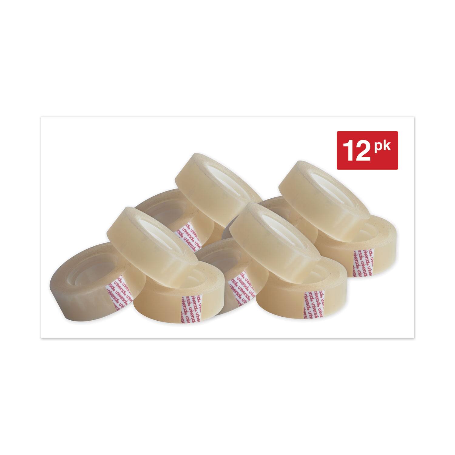 Universal Invisible Tape, 1Inch Core, 0.75Inch x 36 yds, Clear, 12 per ...