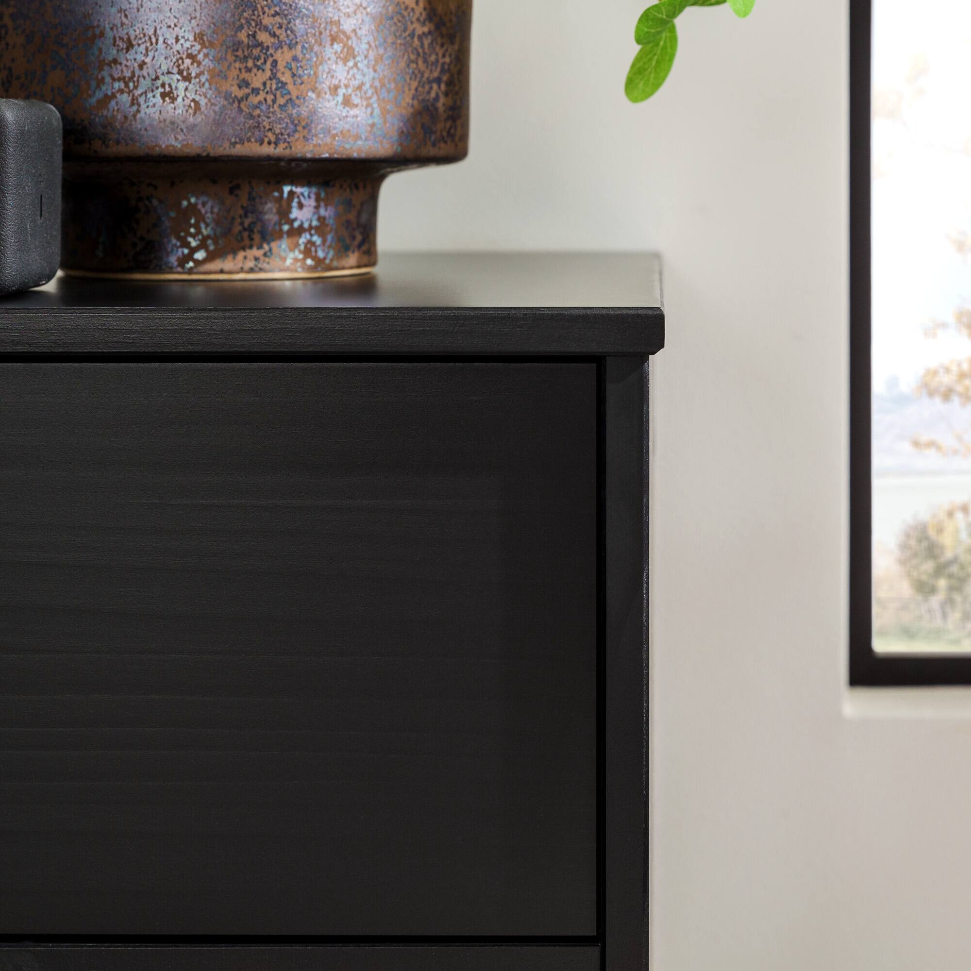 Customer Reviews: Walker Edison Retro Solid Wood 6-Drawer Dresser Black ...