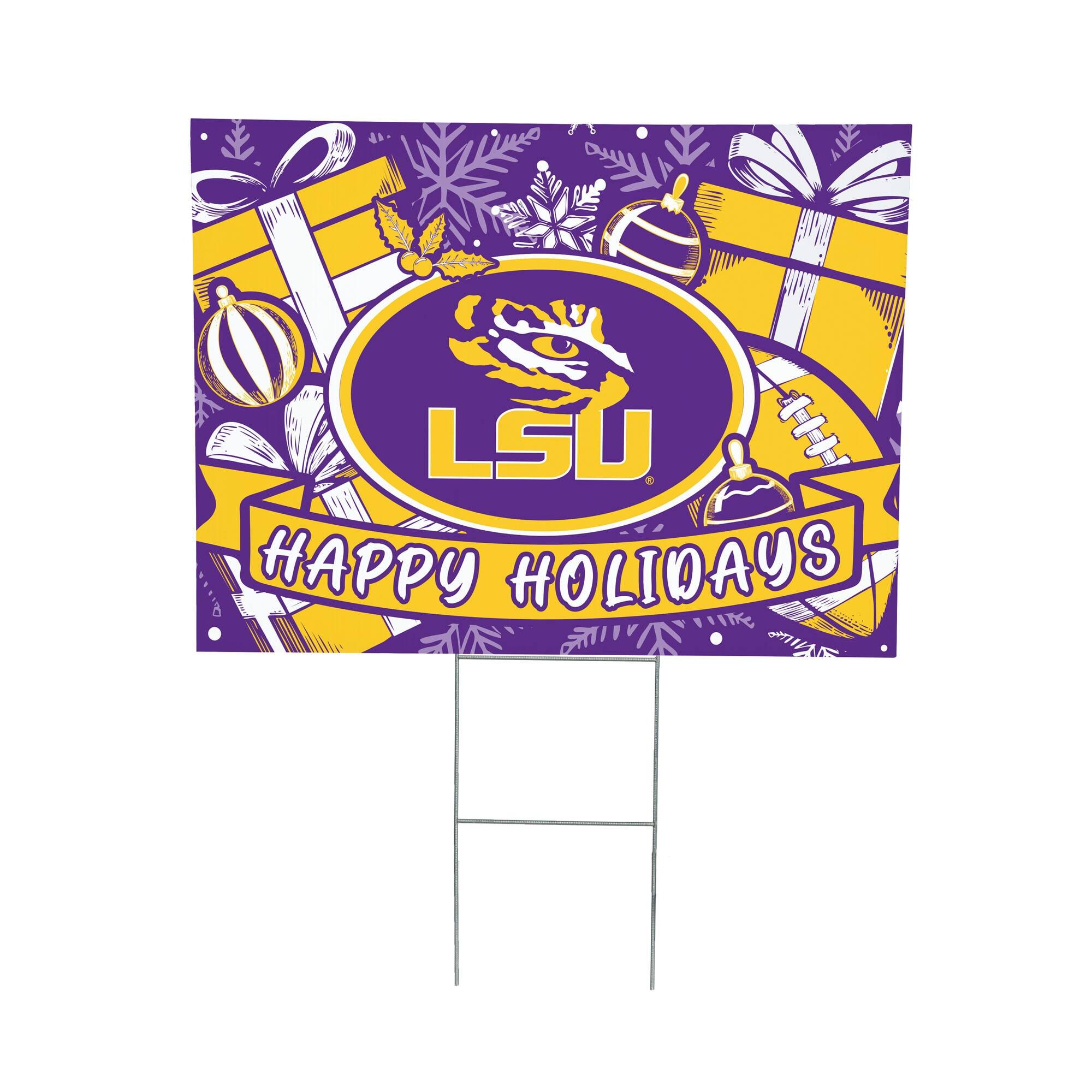 Evergreen Enterprises LSU Tigers 24" x 18" Happy Holidays Christmas ...
