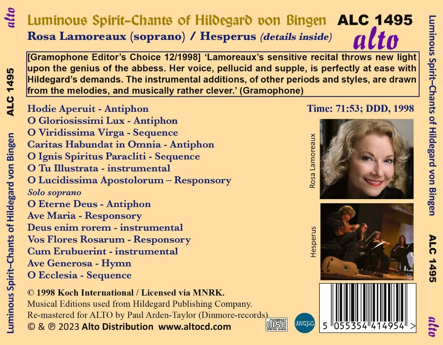 Hesperus Luminous Spirit Chants of Hildegard Von Bingen COMPACT DISCS ...