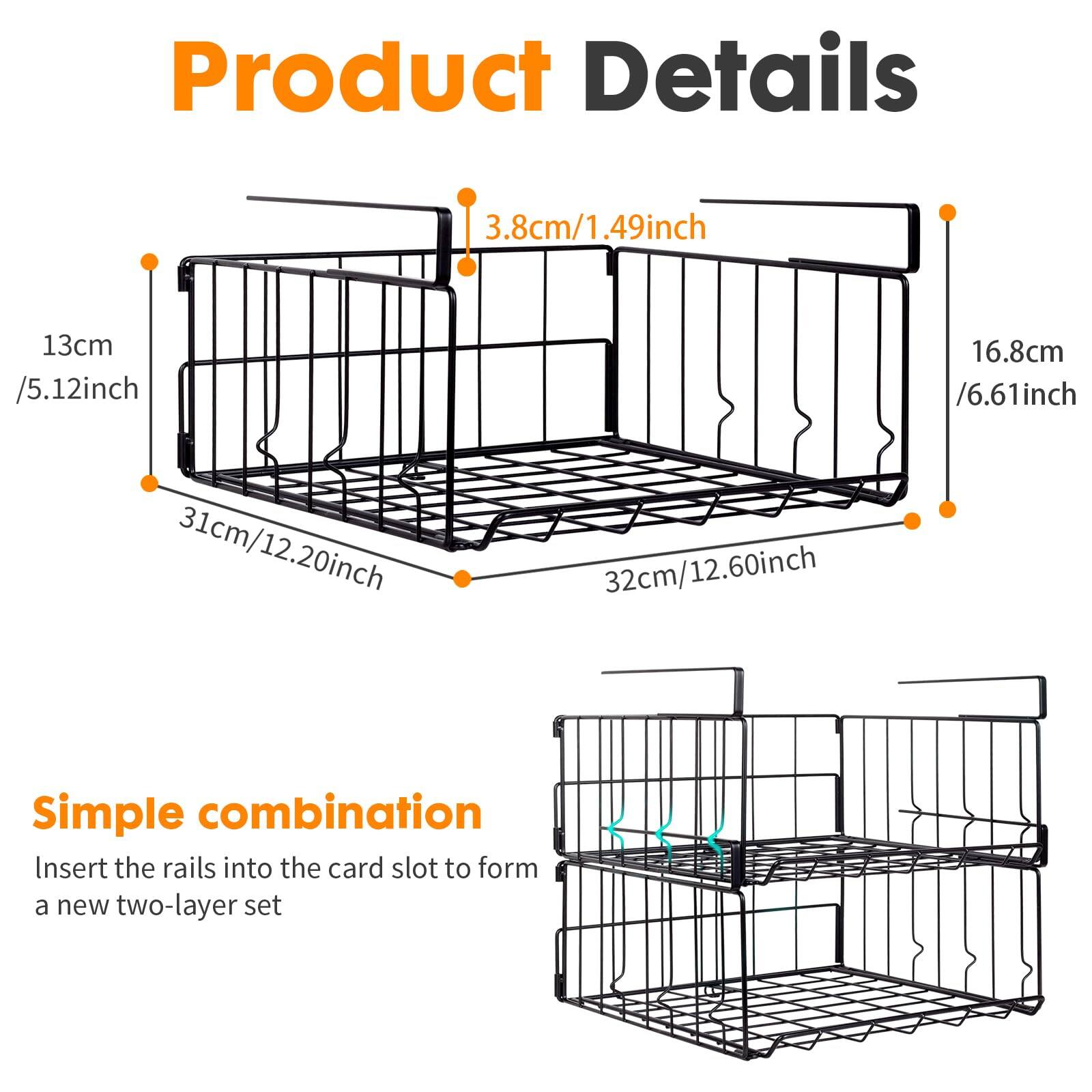 Dazzling Pops Under Shelf Storage Baskets, Foldable Carbon Steel Under ...