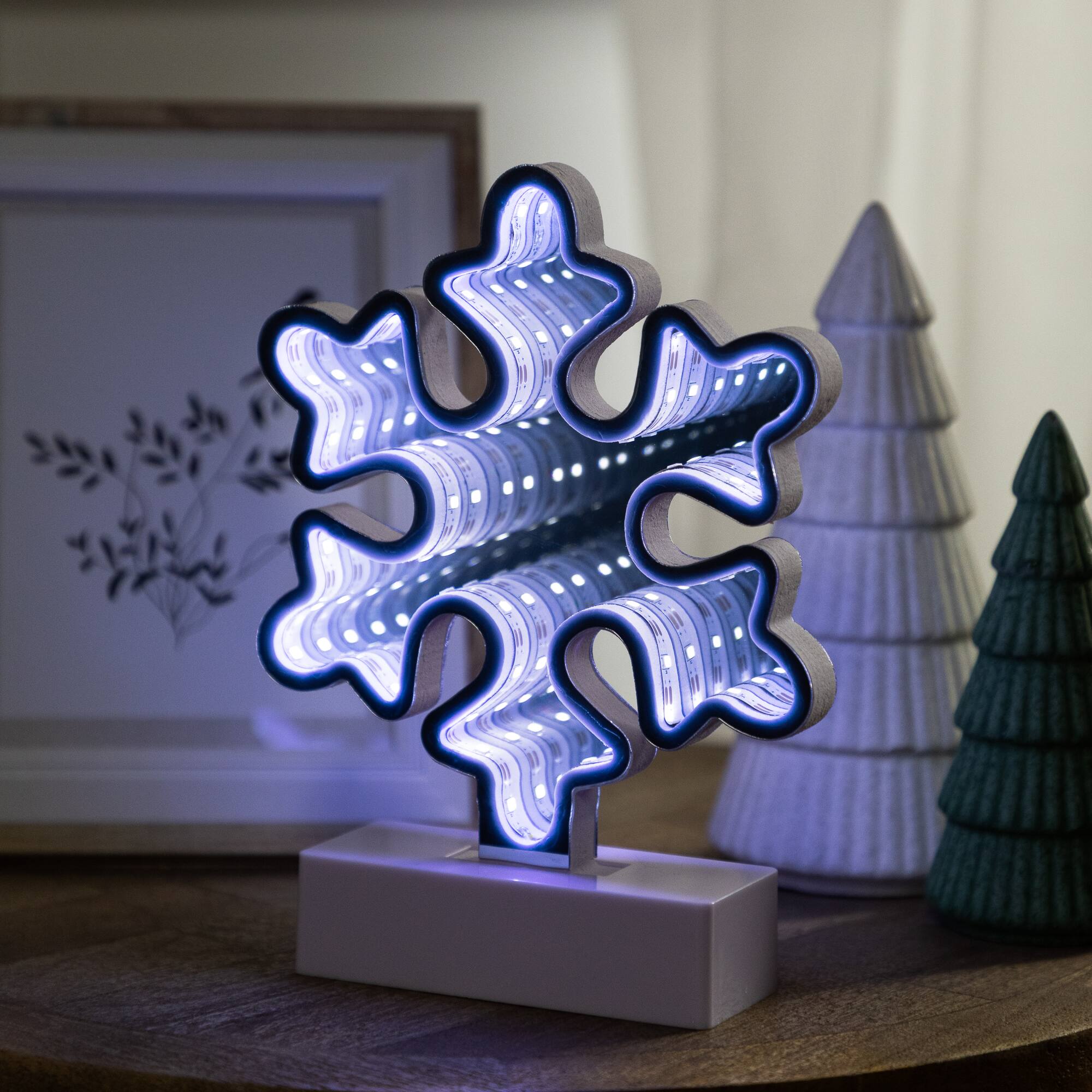 Northlight LED 3D Snowflake Christmas Infinity Mirror Light 7.75" White ...